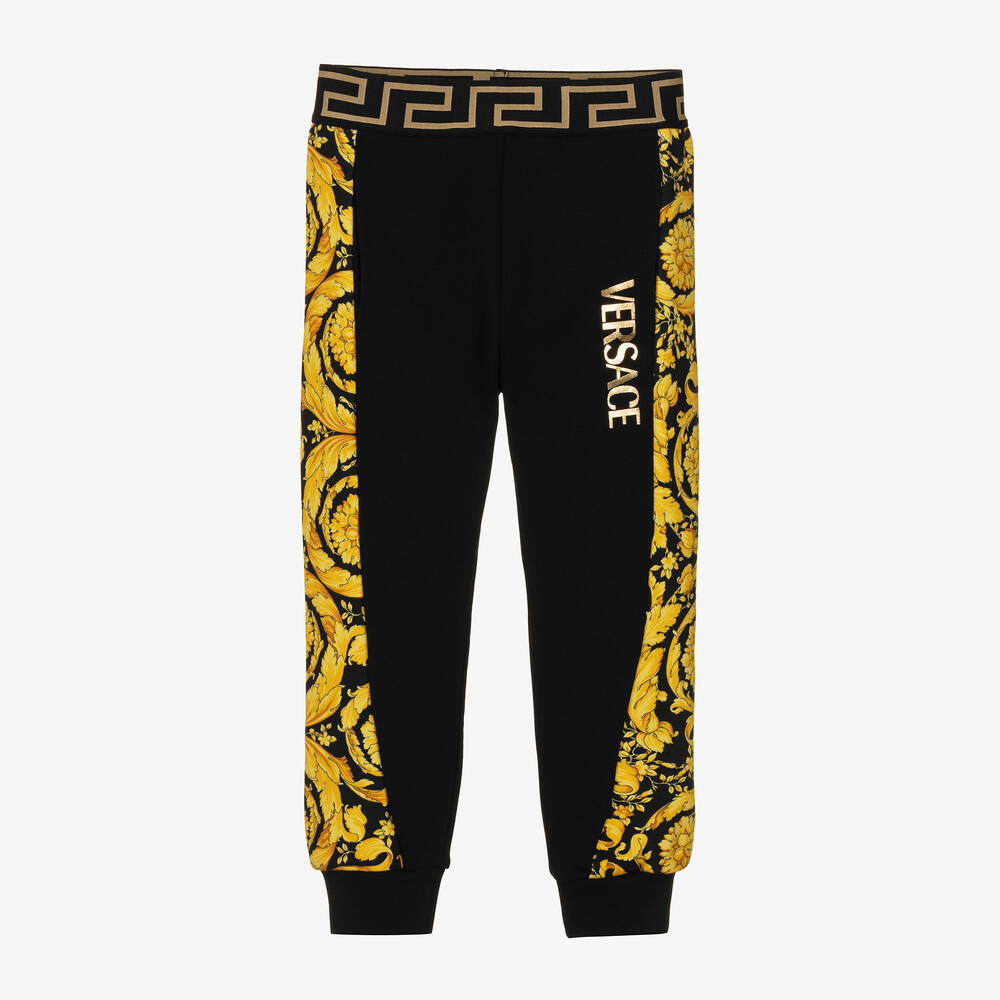 Versace - Boys Black & Gold Barocco Joggers | Childrensalon