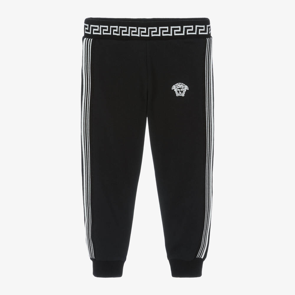 Versace - Boys Black Greca Cotton Joggers | Childrensalon