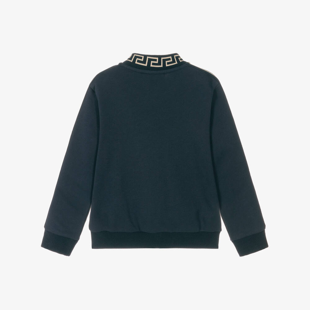 Versace - Boys Blue Cotton Medusa Logo Zip-Up Top | Childrensalon