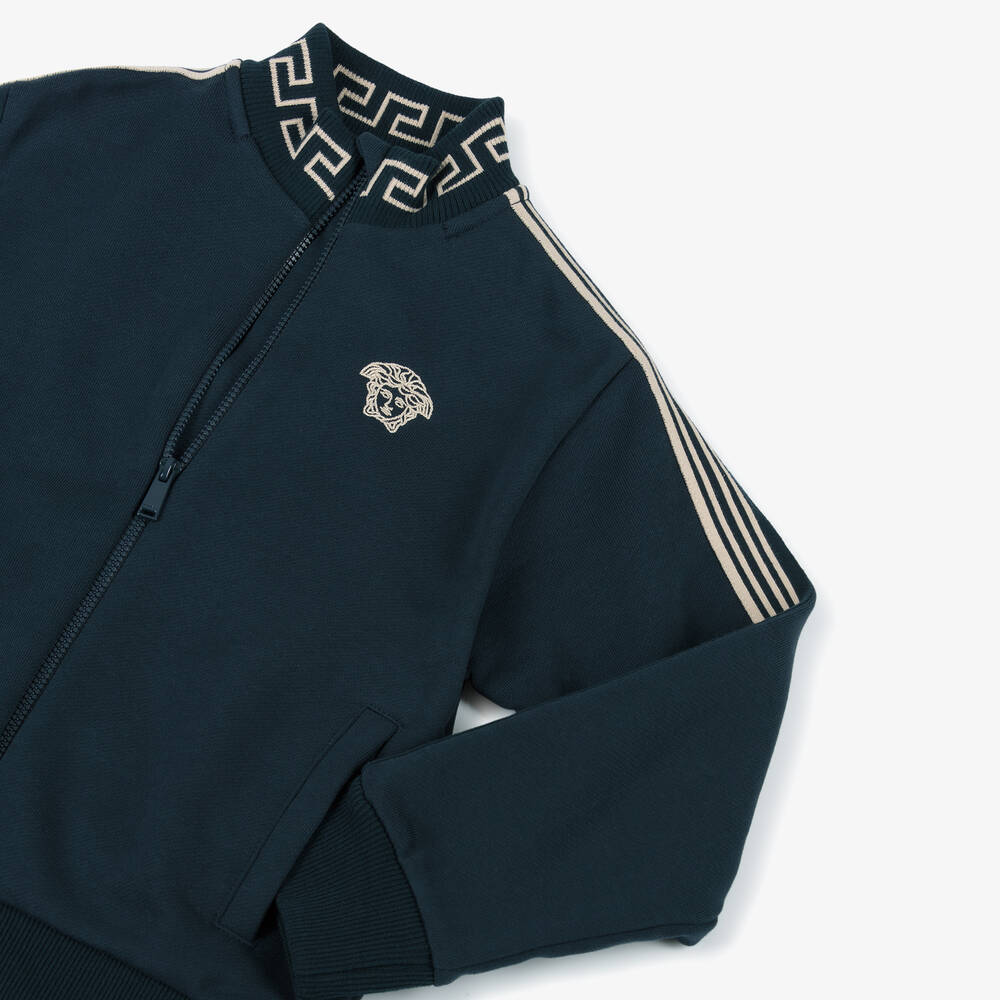 Versace - Boys Blue Cotton Medusa Zip-Up Top | Childrensalon