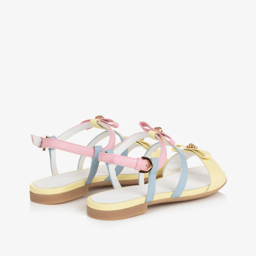 Versace - Girl Yellow Multicolour Leather Sandals | Childrensalon