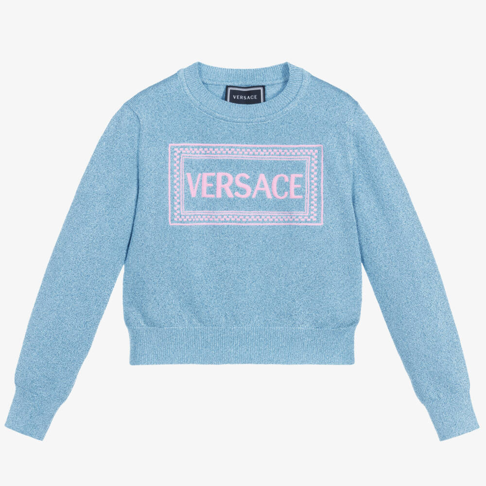 Versace - Girls Blue Knitted Sweater | Childrensalon