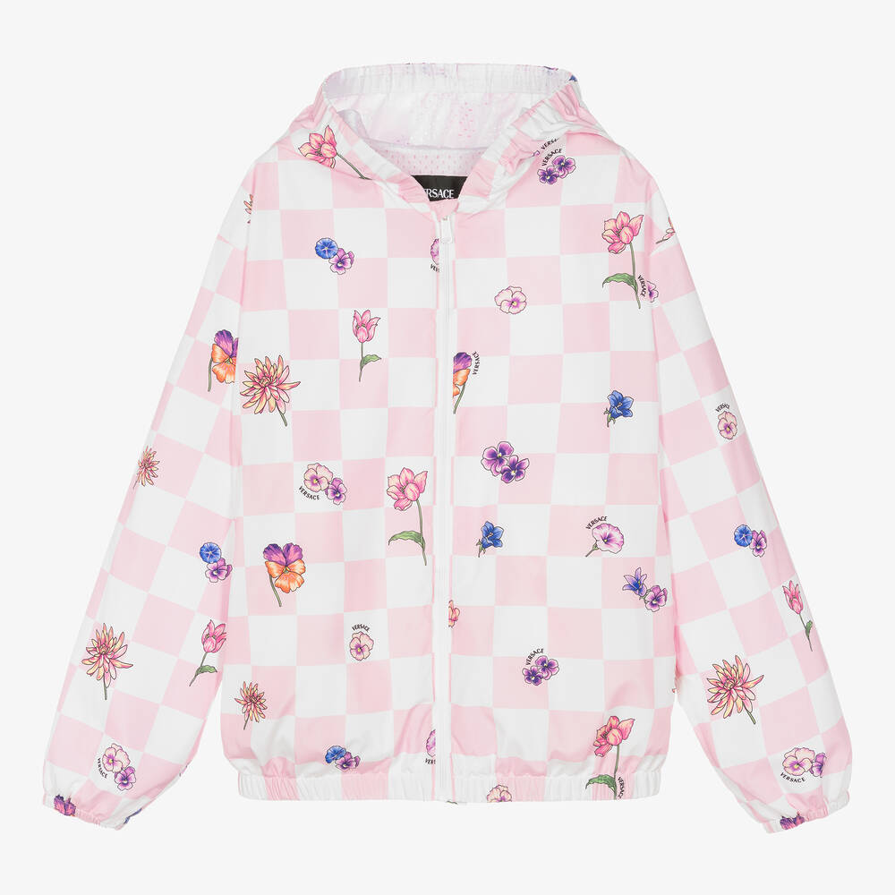 Versace - Teen Girls Pink Check Blossom Jacket | Childrensalon