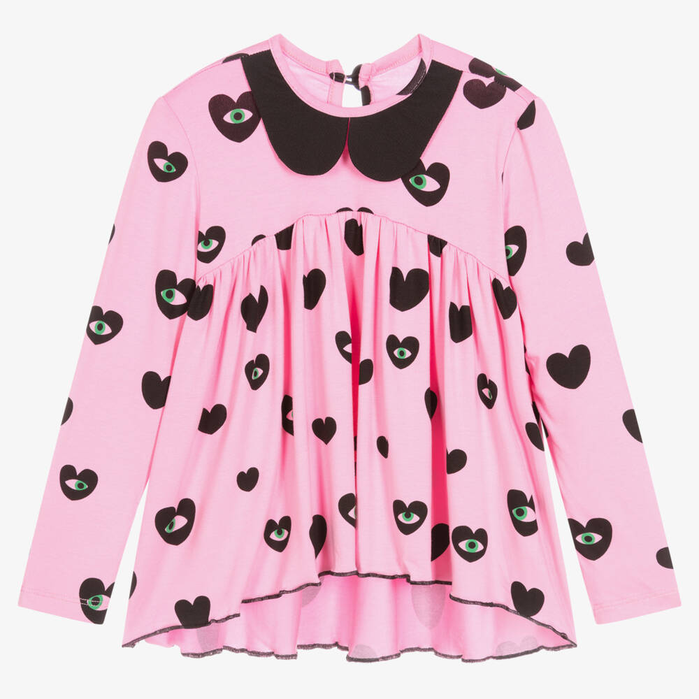 Wauw Capow - Girls Pink Heart Top | Childrensalon