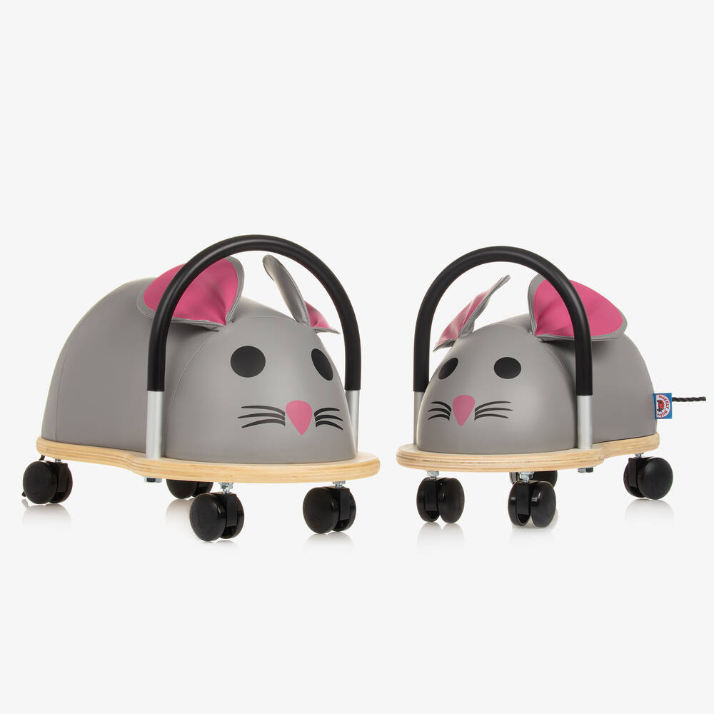 Wheely Bug - Grey & Pink Mouse Ride-On Toy (32cm) | Childrensalon