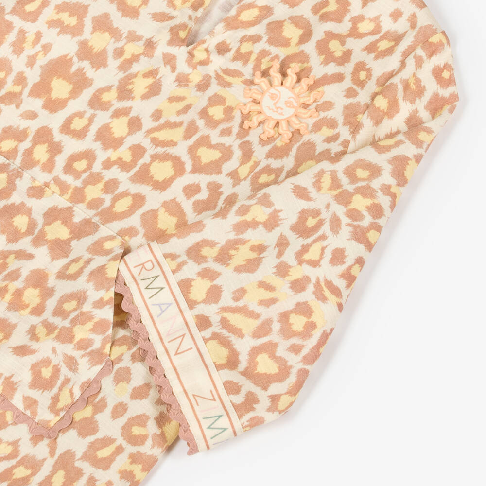 Zimmermann - Girls Beige Leopard Print Cotton Beach Kaftan | Childrensalon