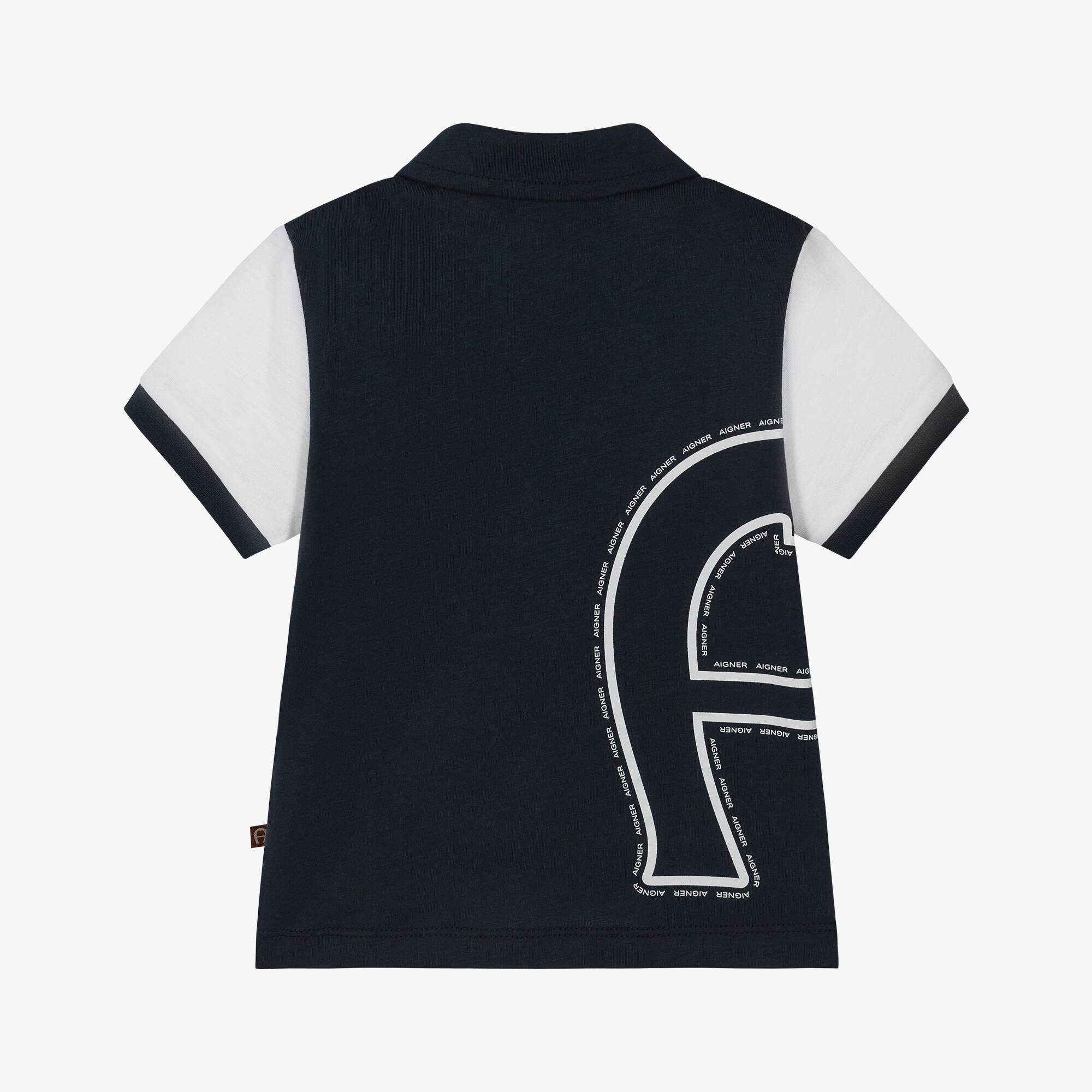 AIGNER - Baby Boys Navy Blue & White Polo Shirt with Zip Fastening ...