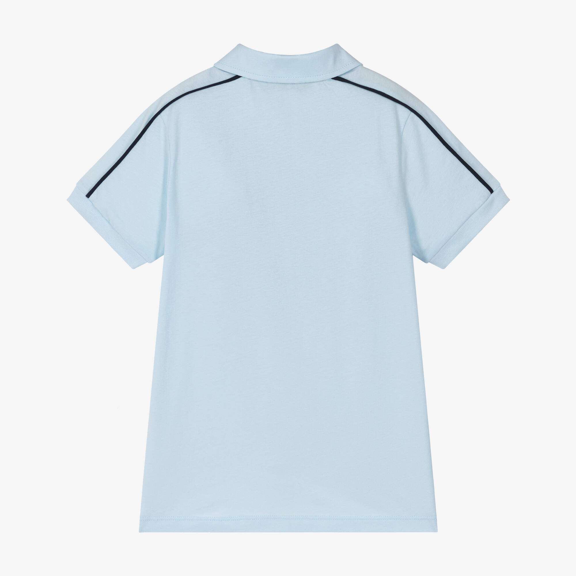 AIGNER - Boys Blue Cotton Polo Shirt with Navy Blue Trim | Childrensalon