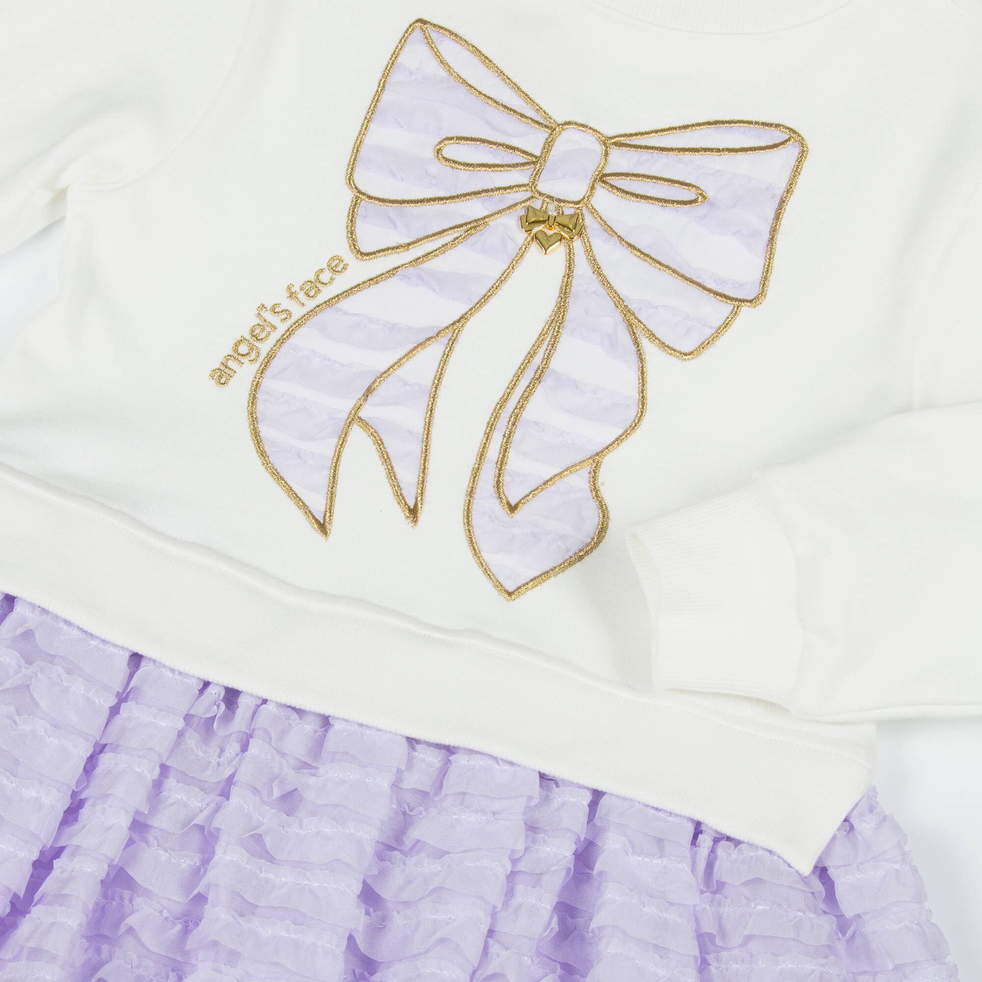 Angel's Face - Girls Ivory Jersey & Lilac Chiffon Ruffle Dress ...