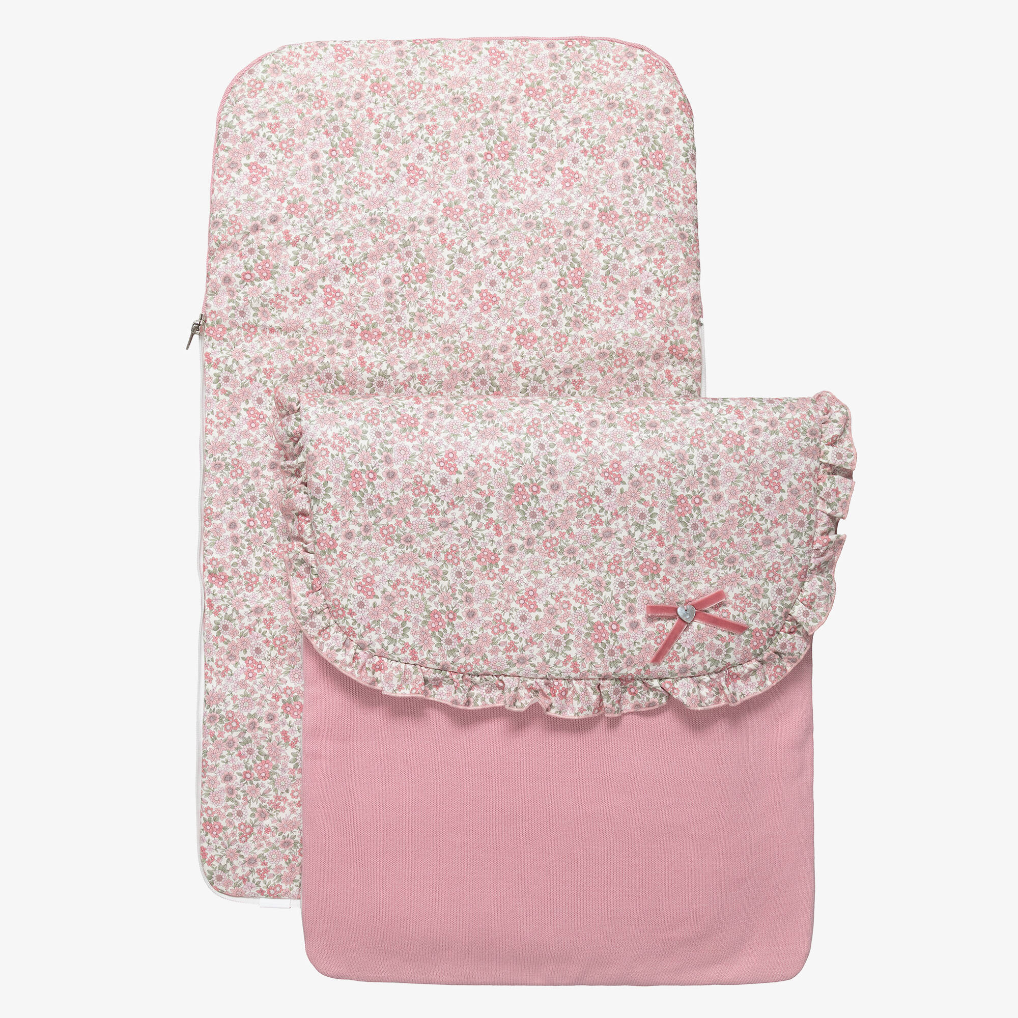 Artesanía Granlei - Baby Girls Pink Knitted Nest with Floral Print ...