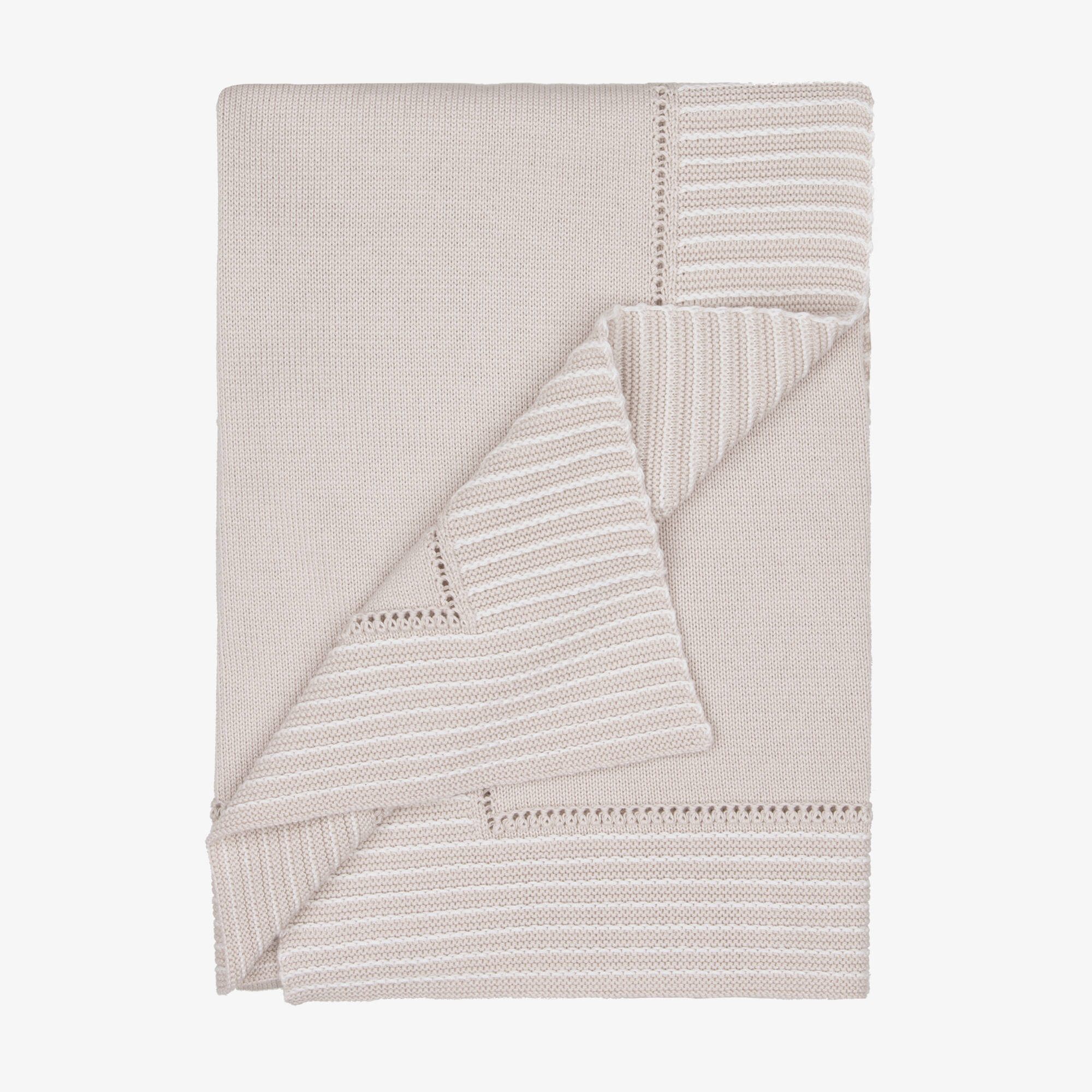 Artesanía Granlei - Beige Blanket with White Bunny Rabbit Intarsia ...