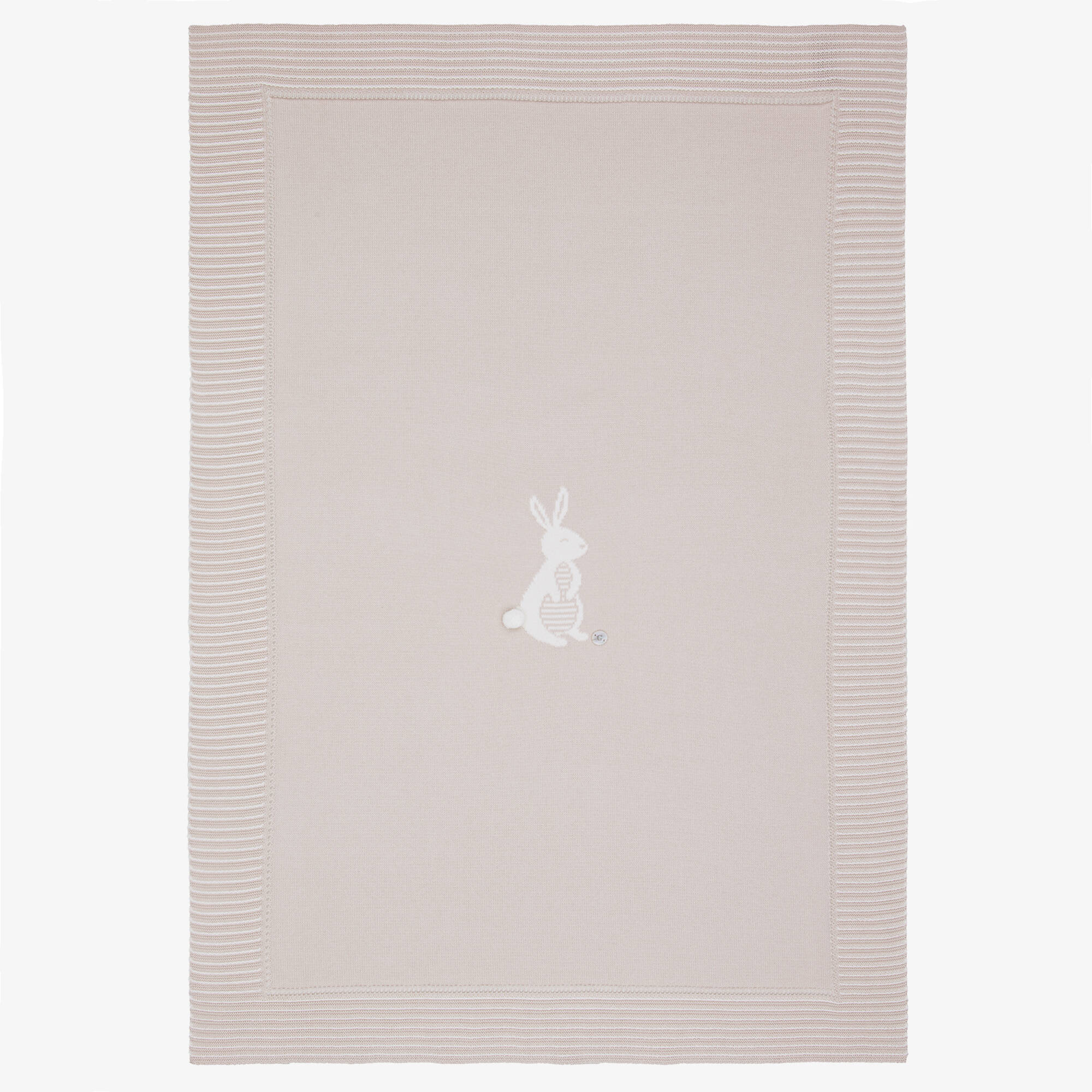 Artesanía Granlei - Beige Blanket with White Bunny Rabbit Intarsia ...