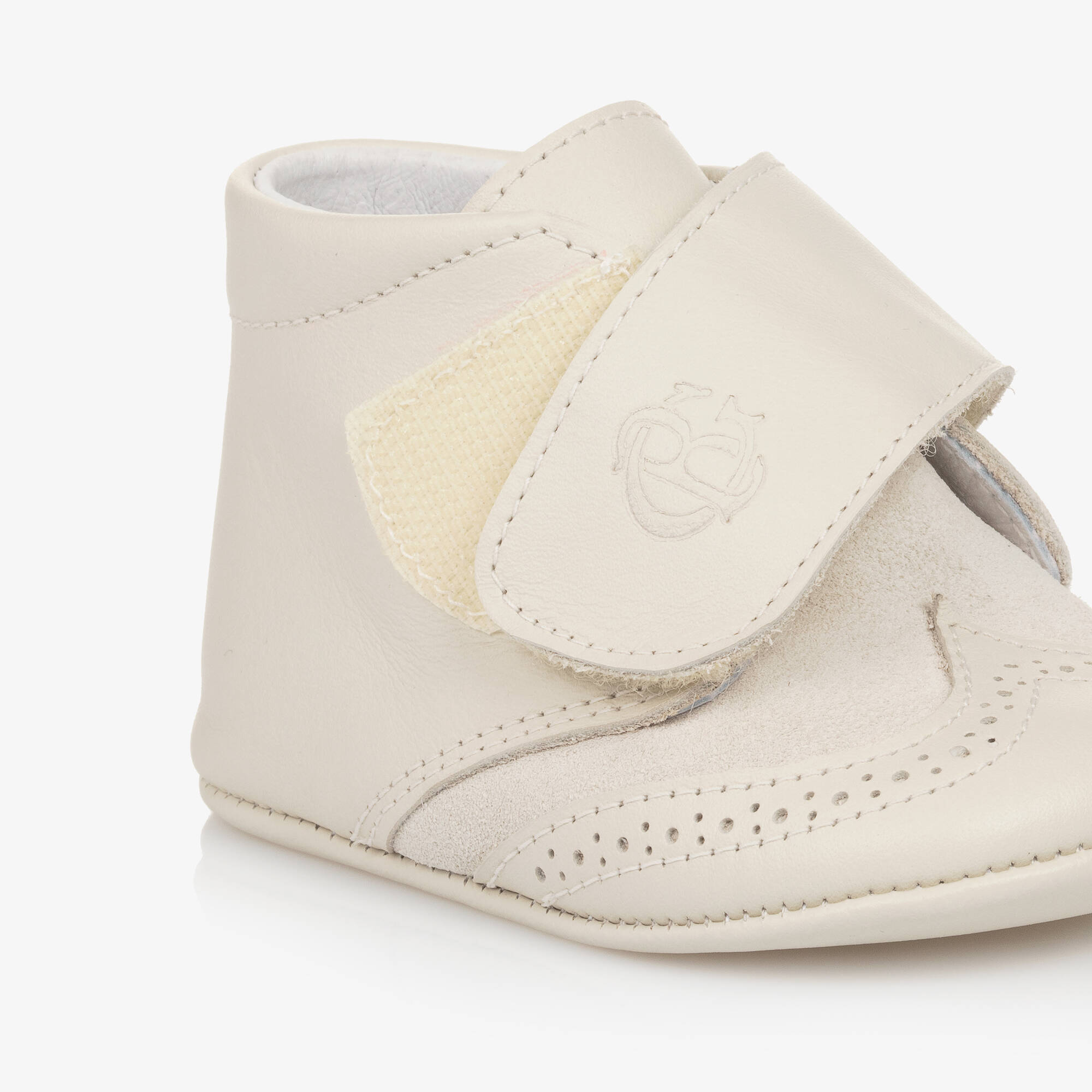 Beatrice & George - Baby Boys Ivory Leather Brogue Pre-Walkers ...