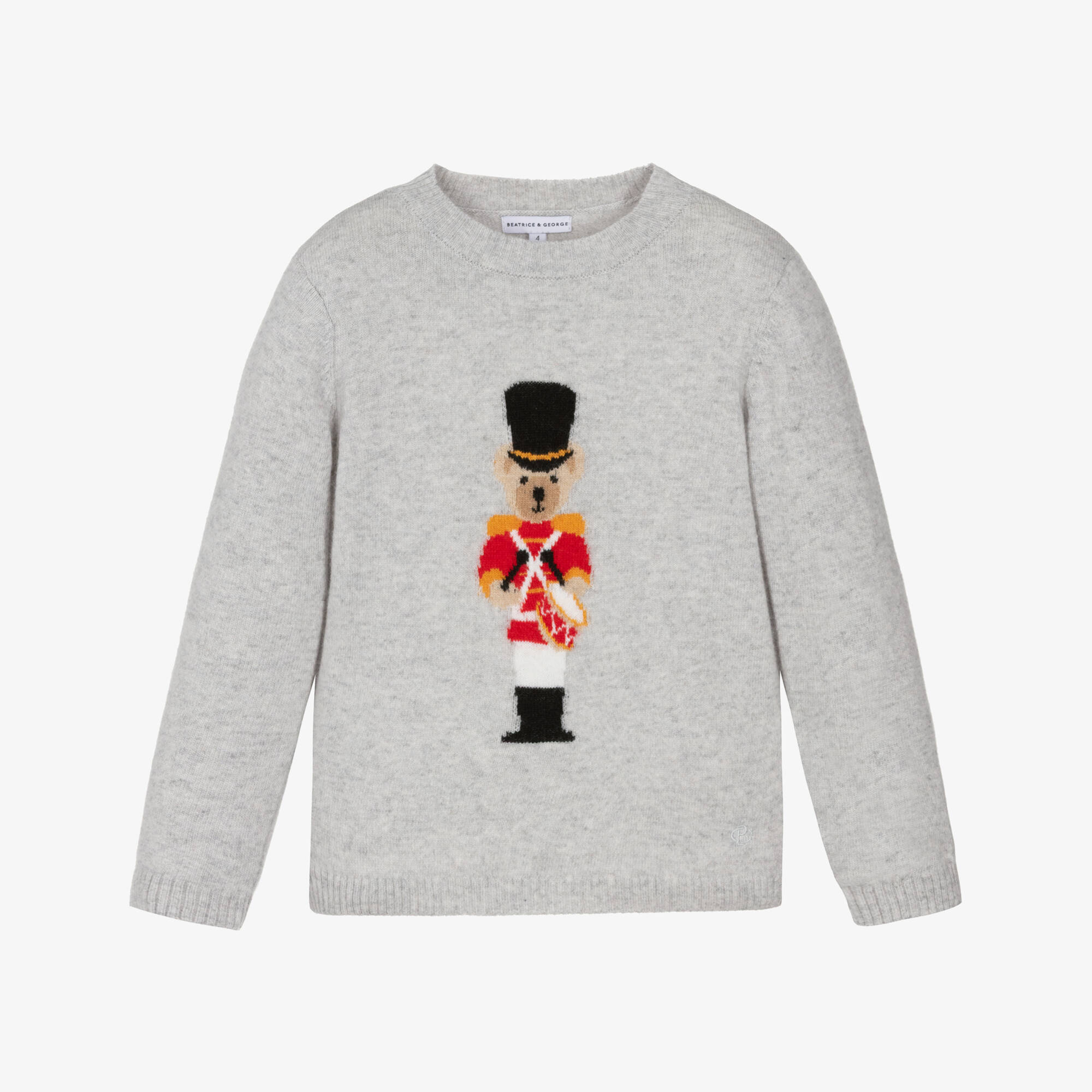 Beatrice & George - Boys Grey Wool & Cashmere Kings Guard Drummer Bear ...