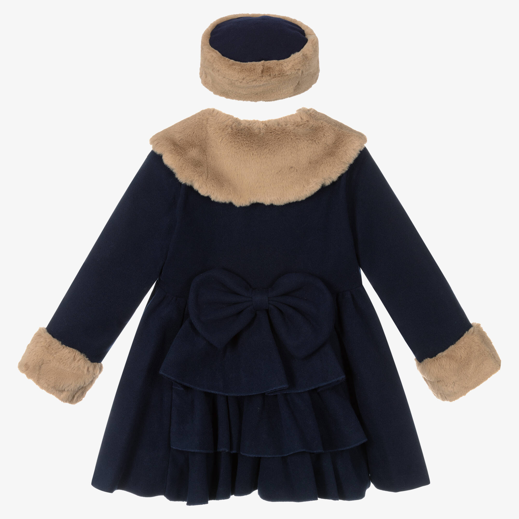Beau KiD - Girls Blue Faux Fur Coat & Hat | Childrensalon