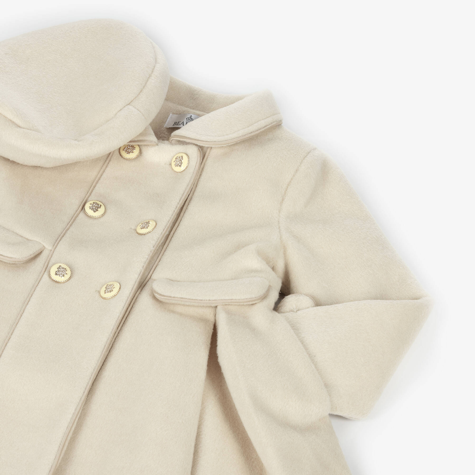 Beau KiD - Girls Ivory Double-Breasted Coat & Beret Set | Childrensalon