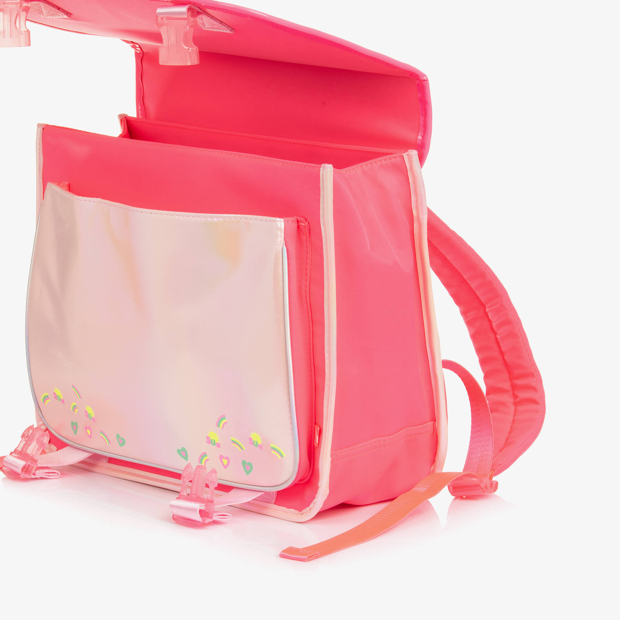 Billieblush - Girls Metallic Silver & Neon Pink Messenger Bag (35cm ...