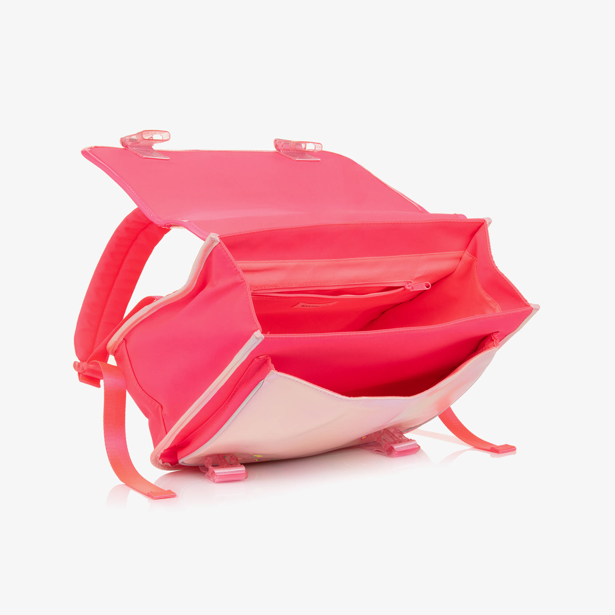 Billieblush - Girls Metallic Silver & Neon Pink Messenger Bag (35cm ...