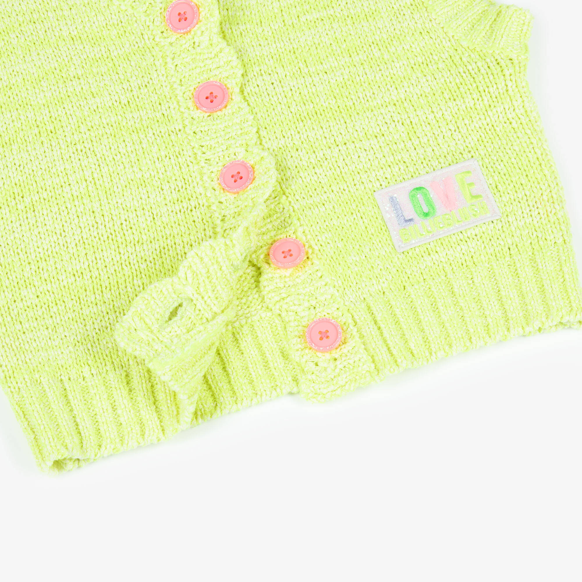 Billieblush - Girls Neon Yellow Knitted Sleeveless Cardigan | Childrensalon