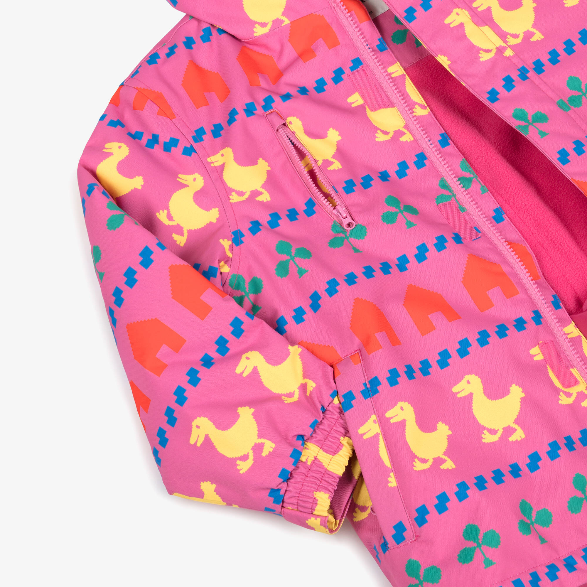 Bobo Choses - Girls Pink Ski Jacket with Pixelated Print | Childrensalon