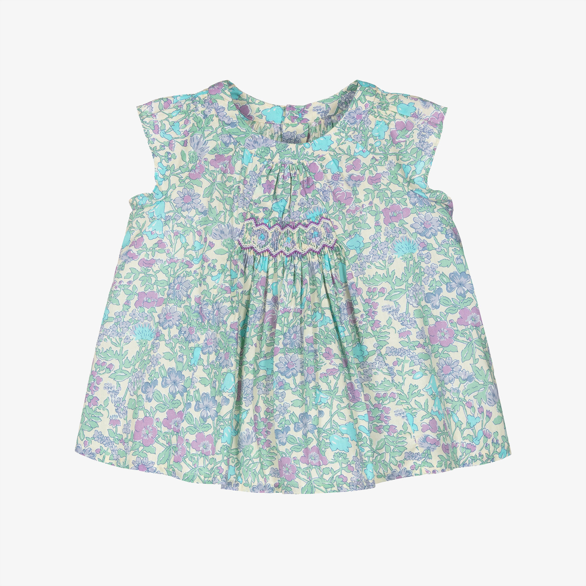 Bonpoint - Girls Blue Floral Liberty Fabric Blouse | Childrensalon
