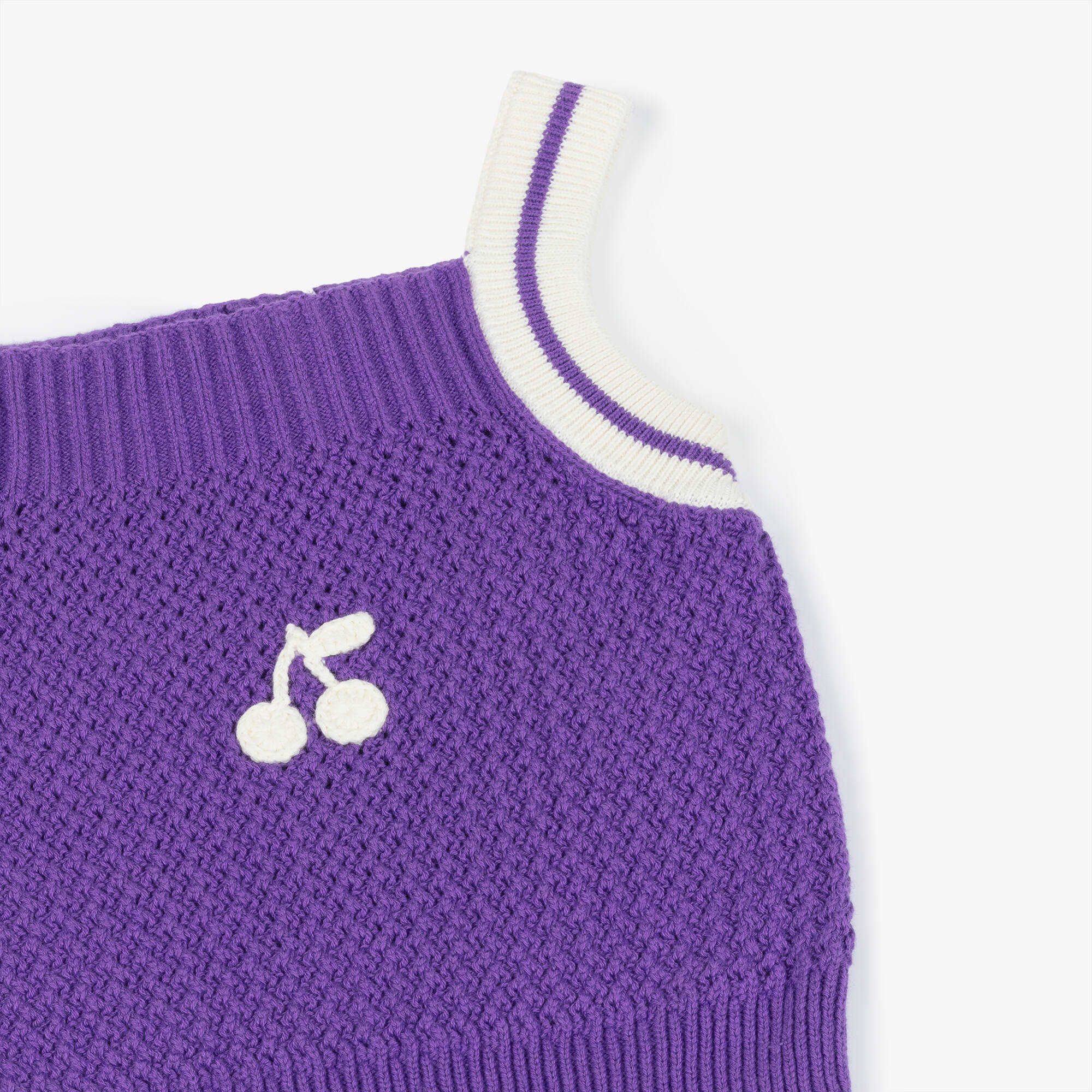 Bonpoint - Girls Bright Purple Cotton Knitted Sleeveless Top ...