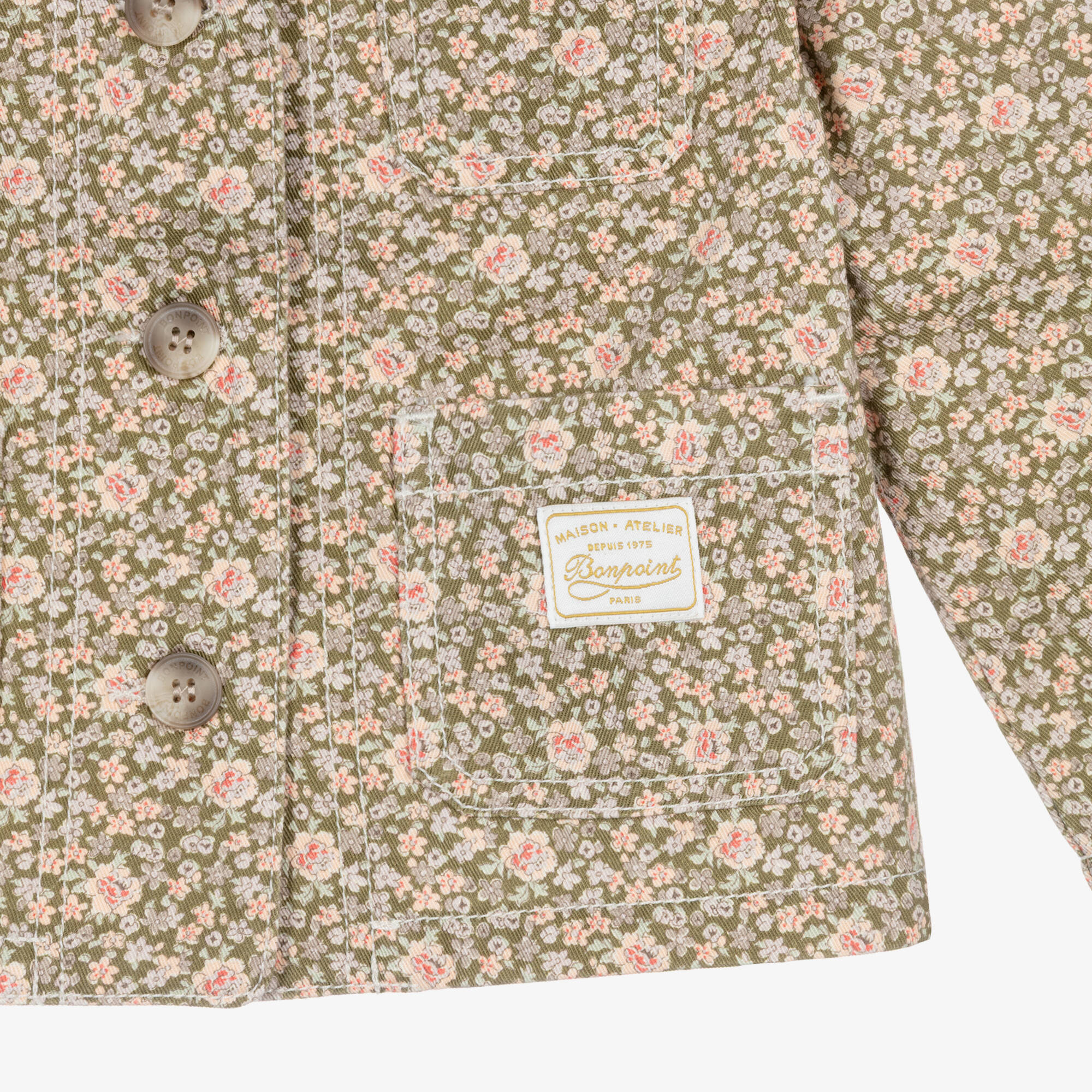 Bonpoint - Girls Khaki Green & Pink Liberty Floral Print Jacket ...