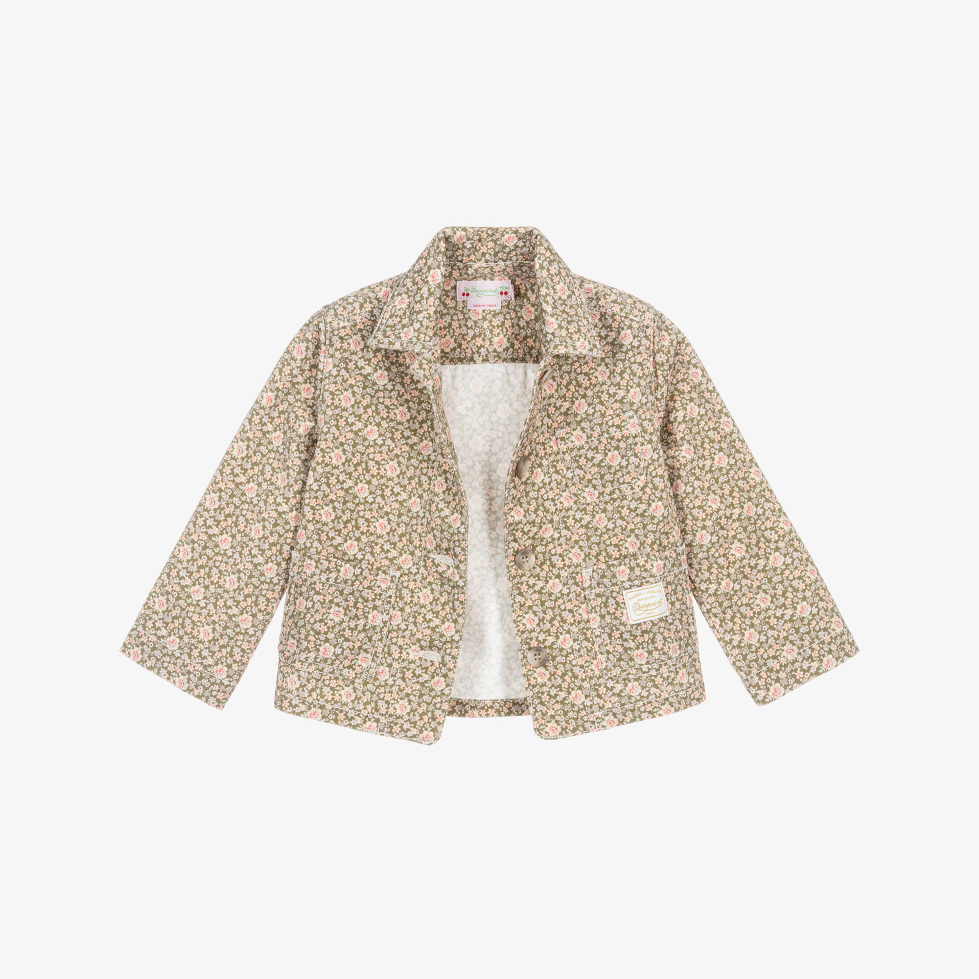 Bonpoint - Girls Moss Green & Pink Liberty Floral Print Jacket ...