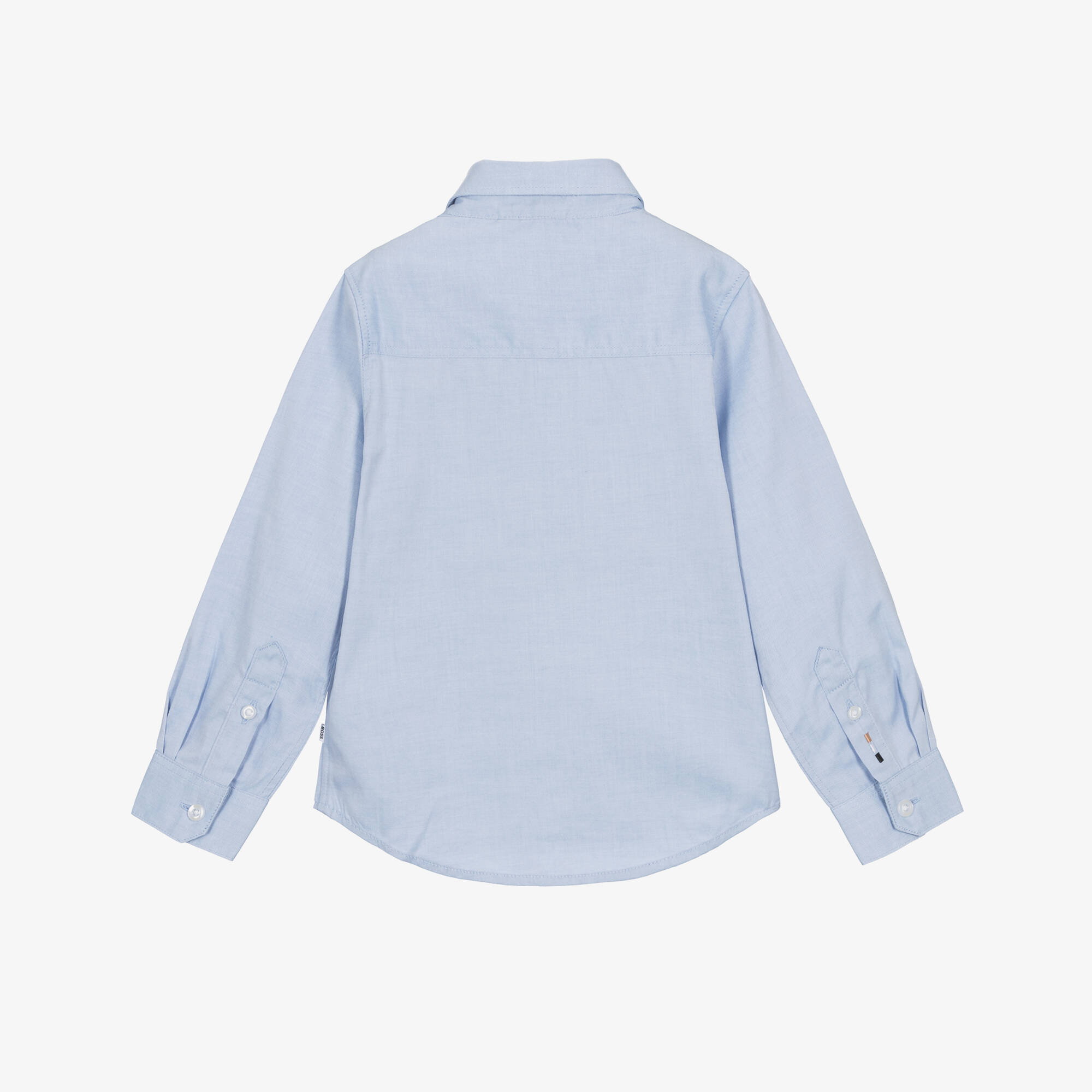 BOSS - Boys Blue Oxford Cotton Shirt with Embroidered Logo | Childrensalon