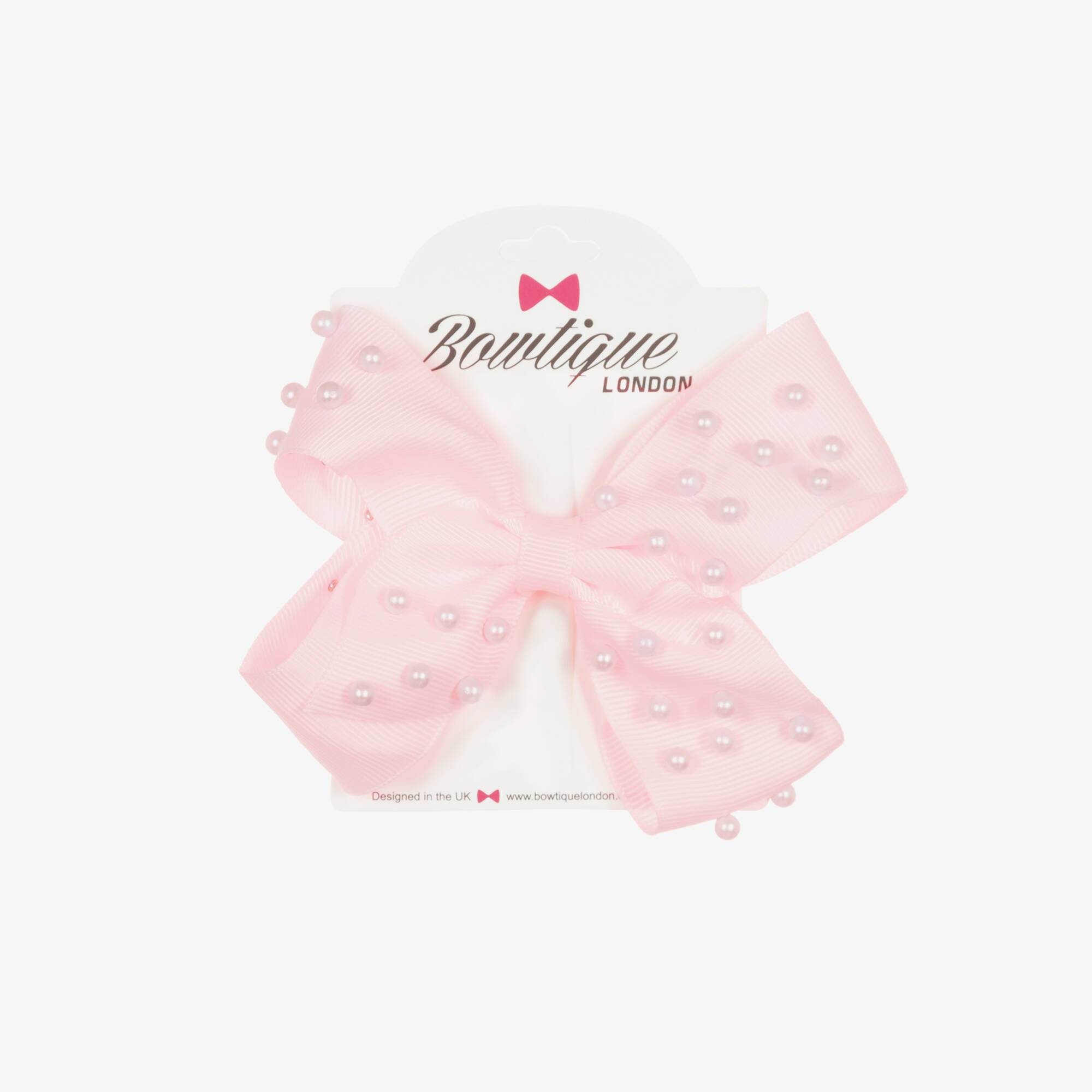 Bowtique London - Girls Pale Pink Bow Hair Clip (11cm) | Childrensalon