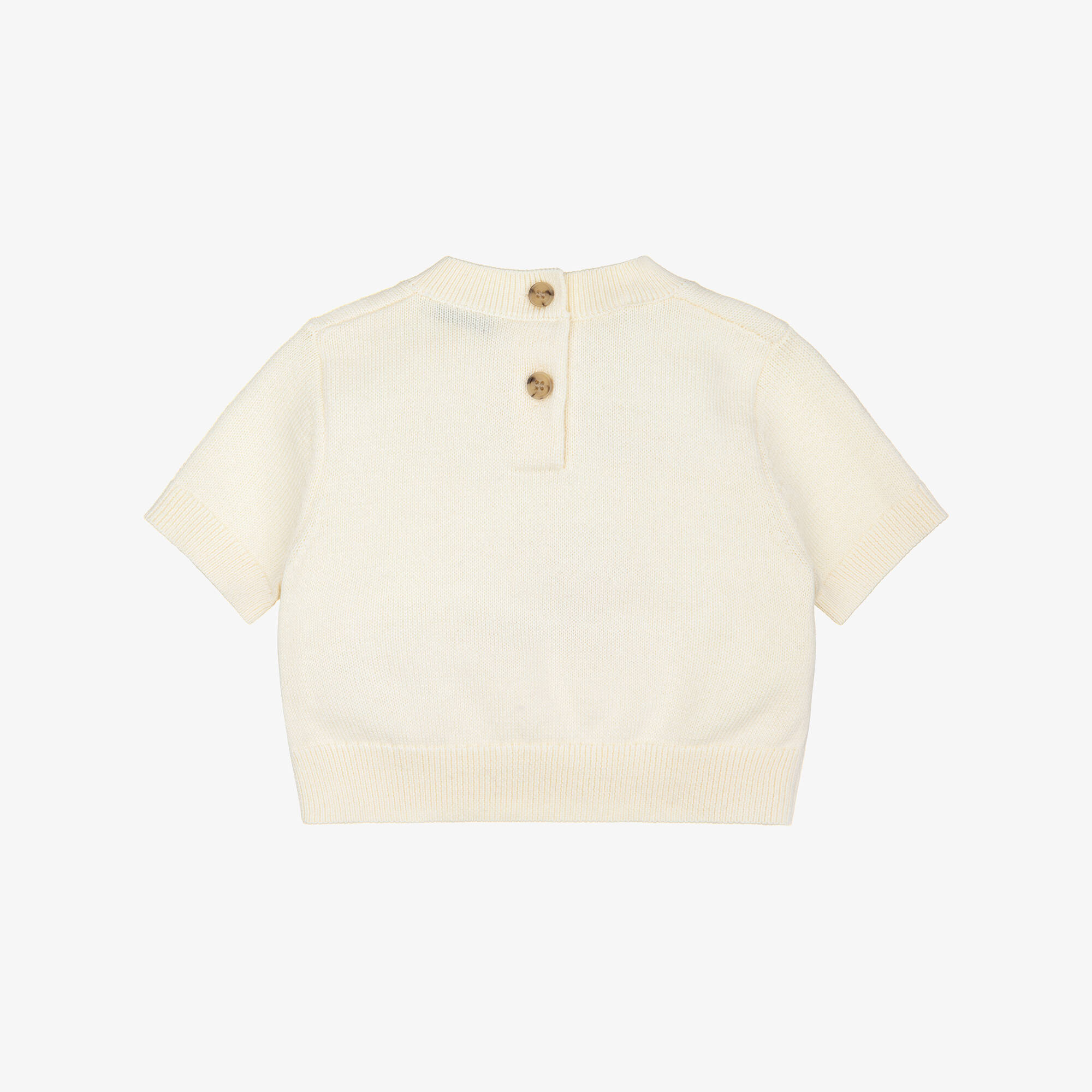 Burberry - Baby Girls Ivory Cotton & Wool Short-Sleeve EKD Sweater ...