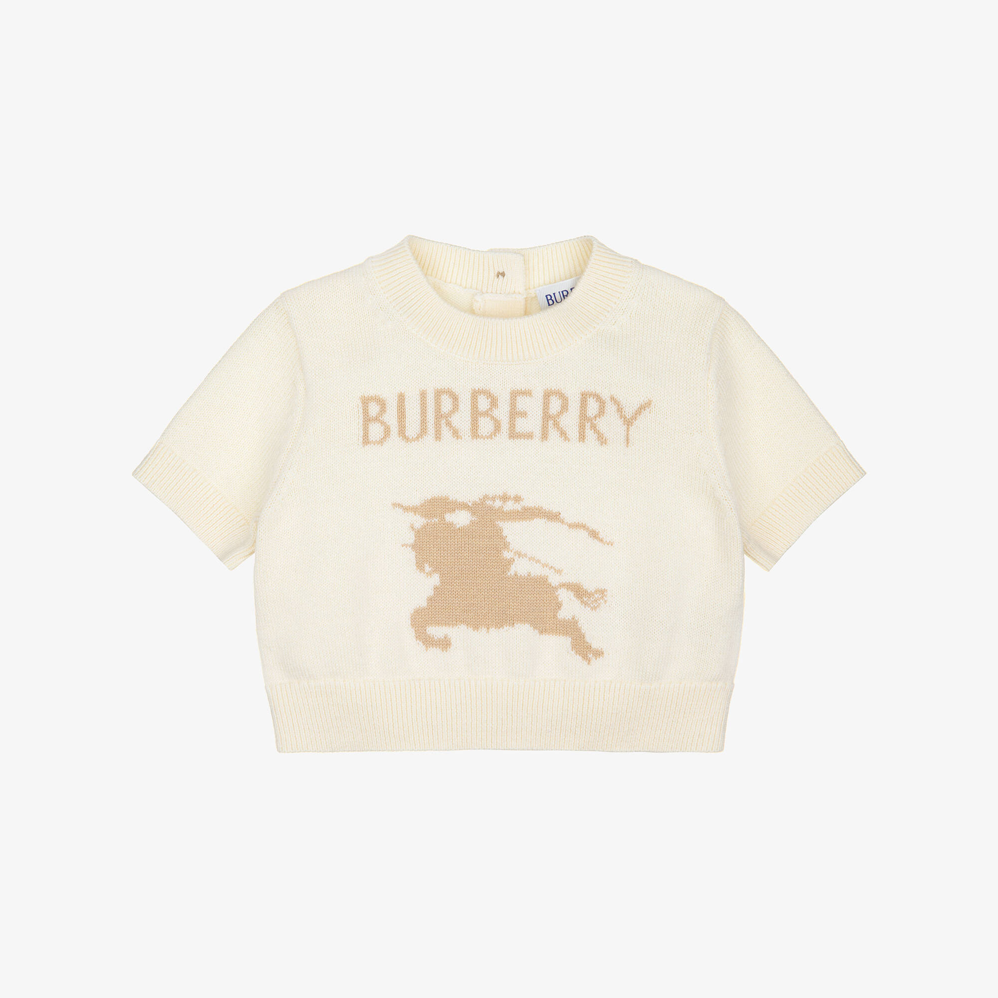 Burberry - Baby Girls Ivory Cotton & Wool Short-Sleeve EKD Sweater ...