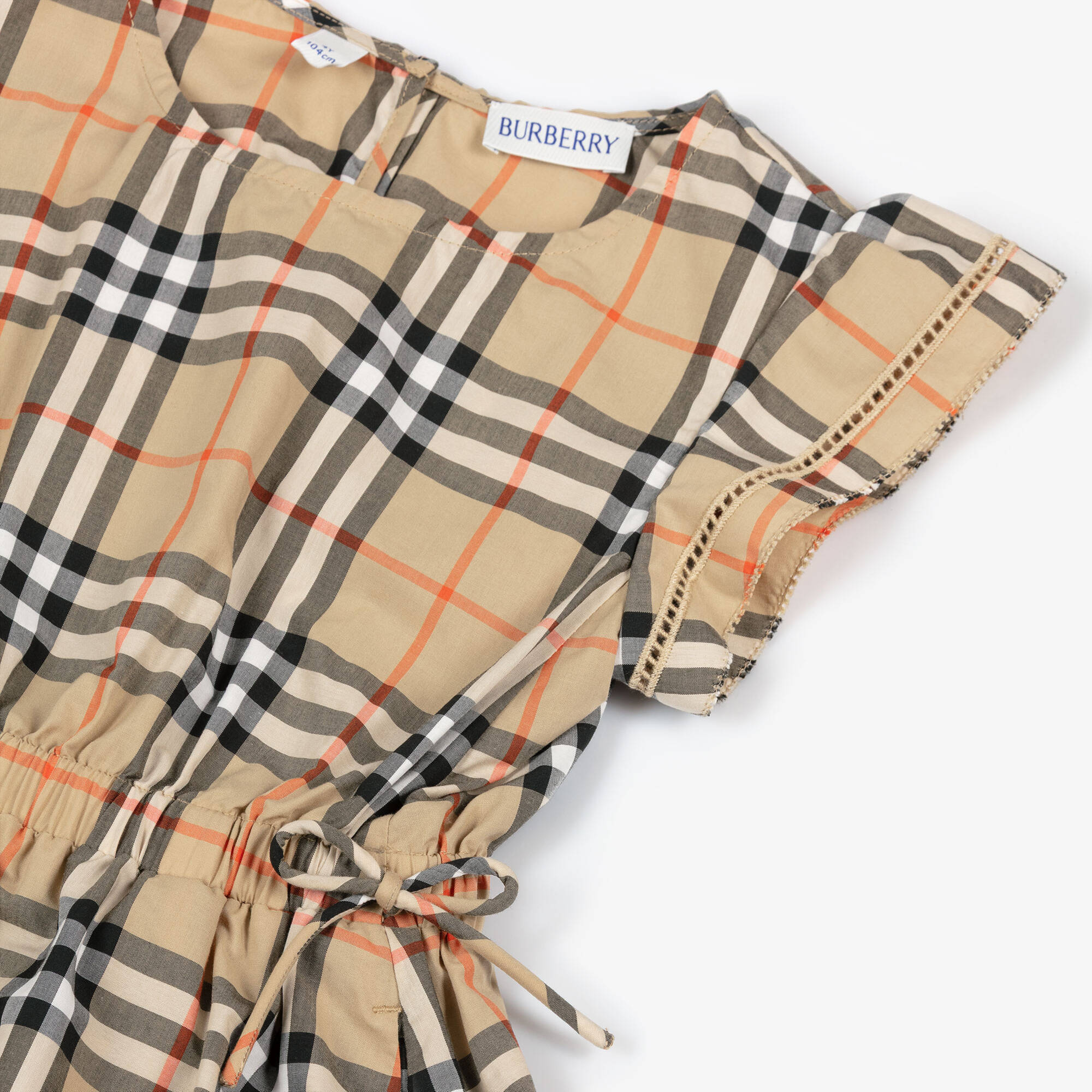 Burberry - Girls Beige Cotton Burberry Check Dress | Childrensalon