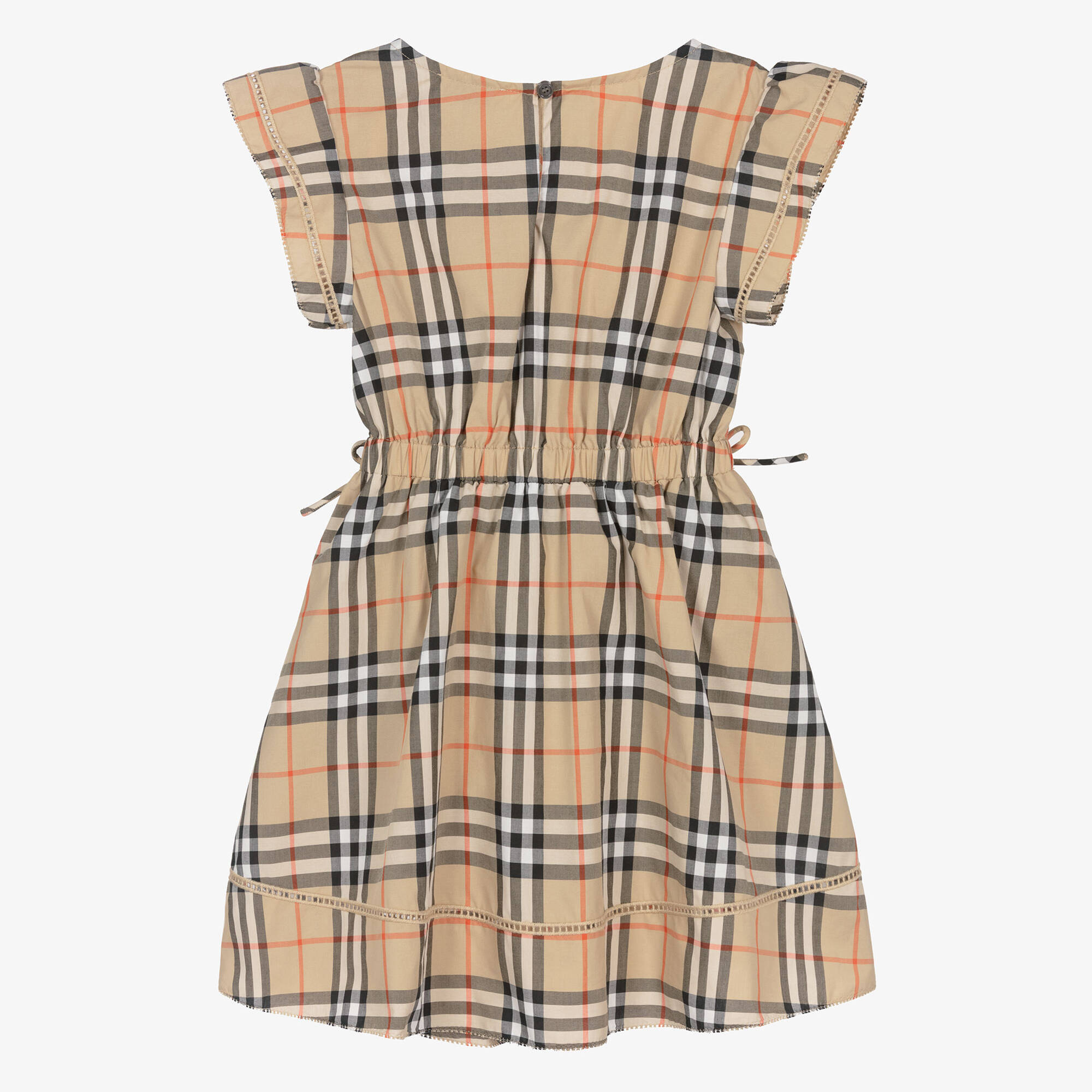 Burberry - Girls Beige Cotton Burberry Check Dress | Childrensalon