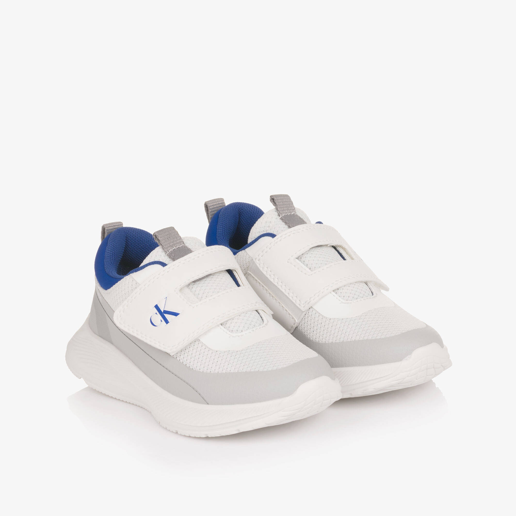 Calvin Klein - White Mesh Trainers with Velcro Fastening | Childrensalon