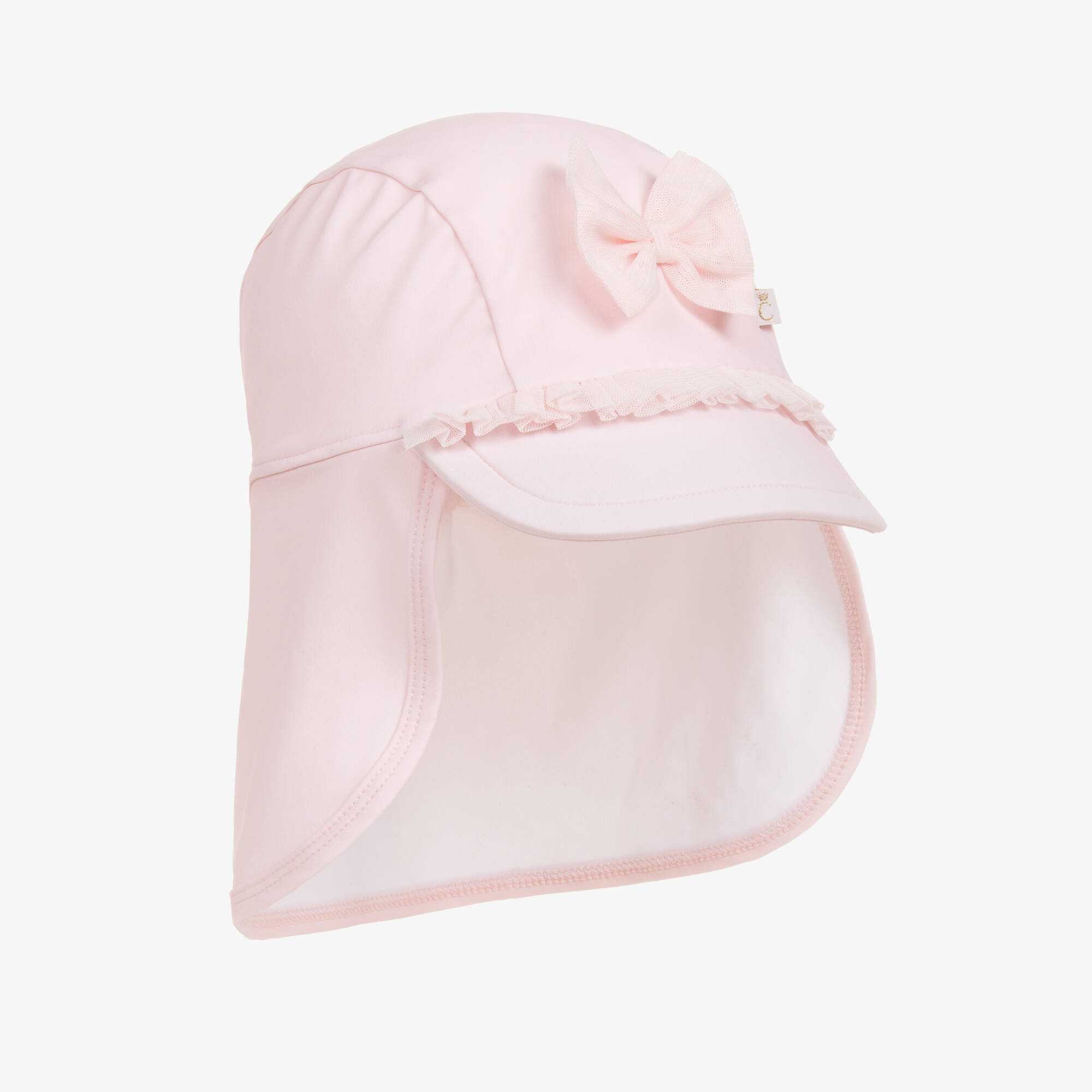 Caramelo Kids - Girls Pink Tulle-Trim Swim Cap (UPF50+) | Childrensalon