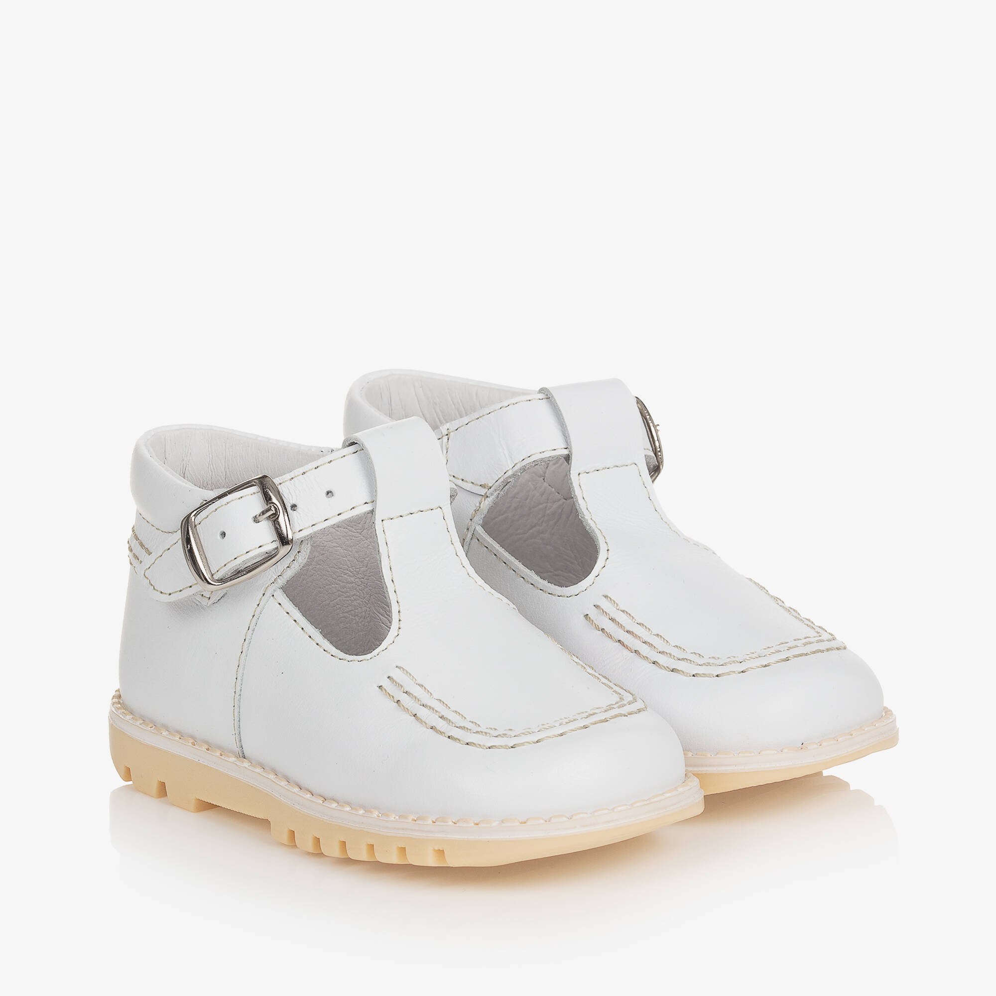 Children's Classics - White Leather T-Bar Shoes | Childrensalon