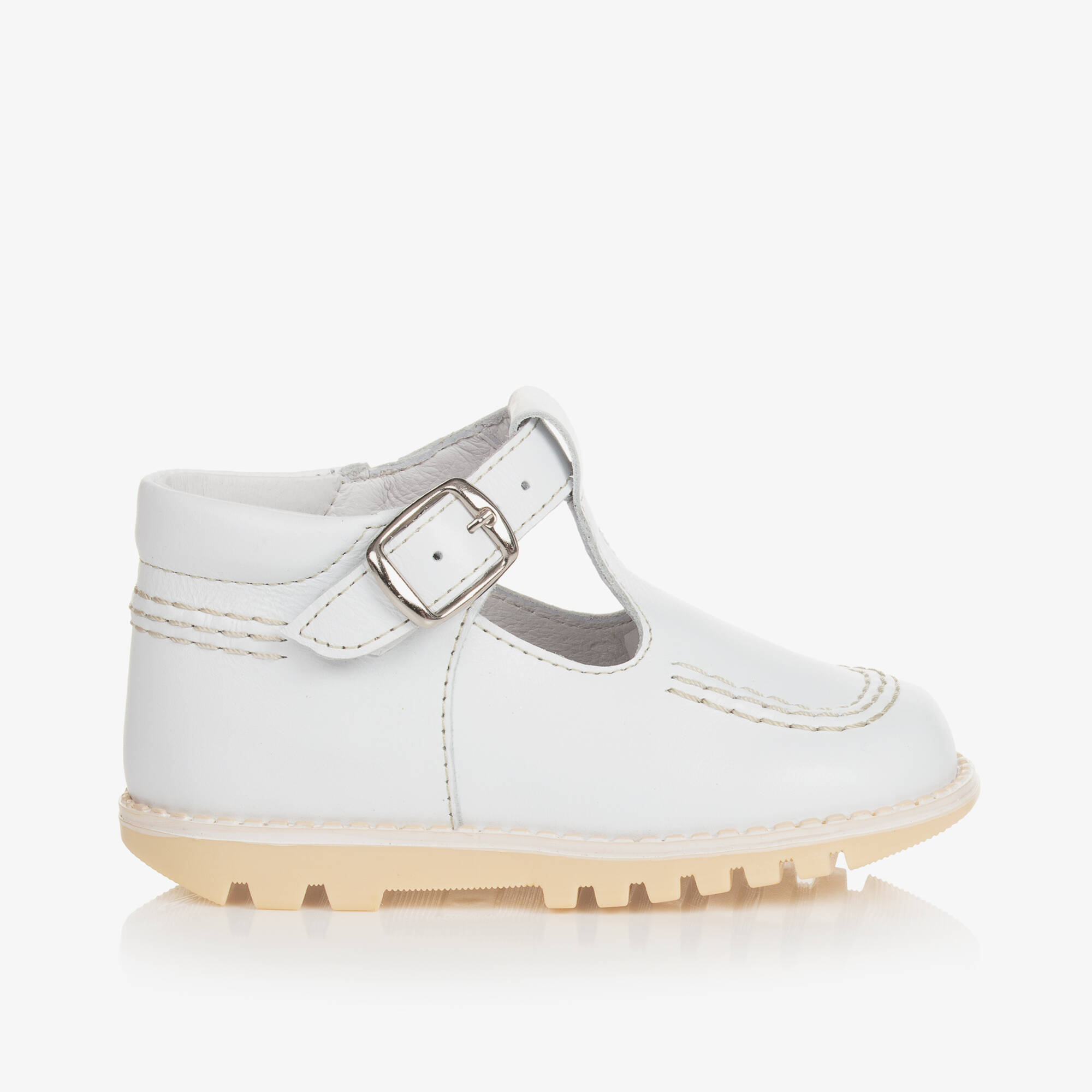 Children's Classics - White Leather T-Bar Shoes | Childrensalon