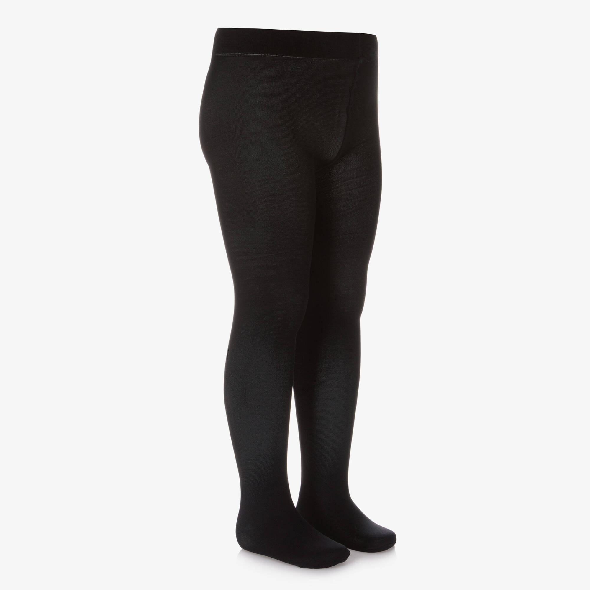 Country Kids - Girls Black Microfibre Opaque Tights | Childrensalon