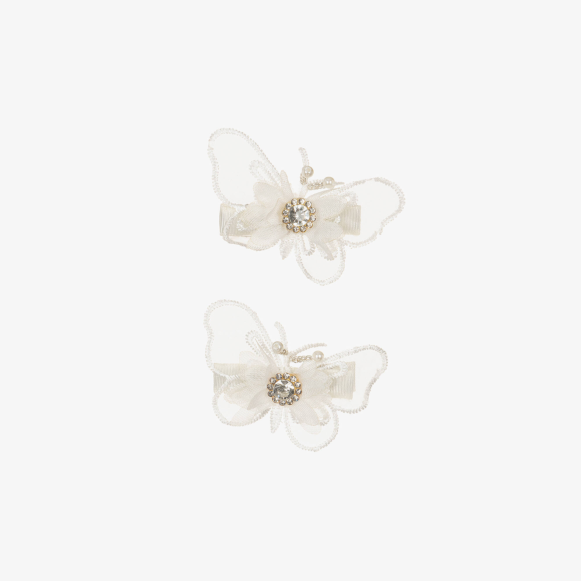 Cute Cute - Girls White Butterfly Hair Clips (2 Pack) | Childrensalon