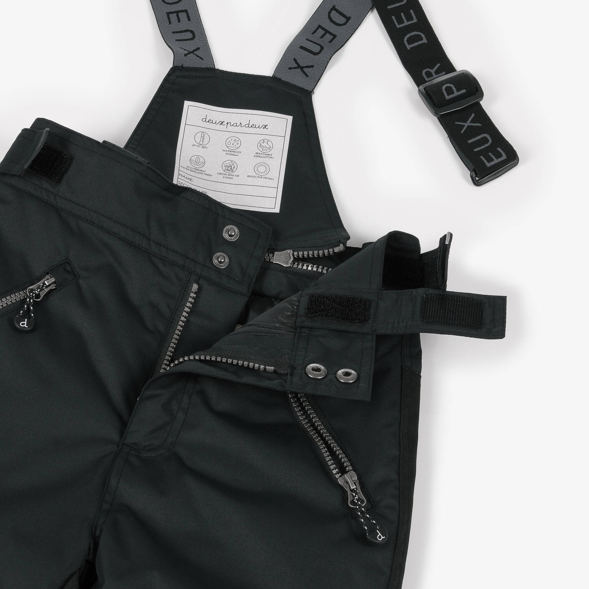 Deux par Deux - Black Waterproof Ski Salopettes | Childrensalon