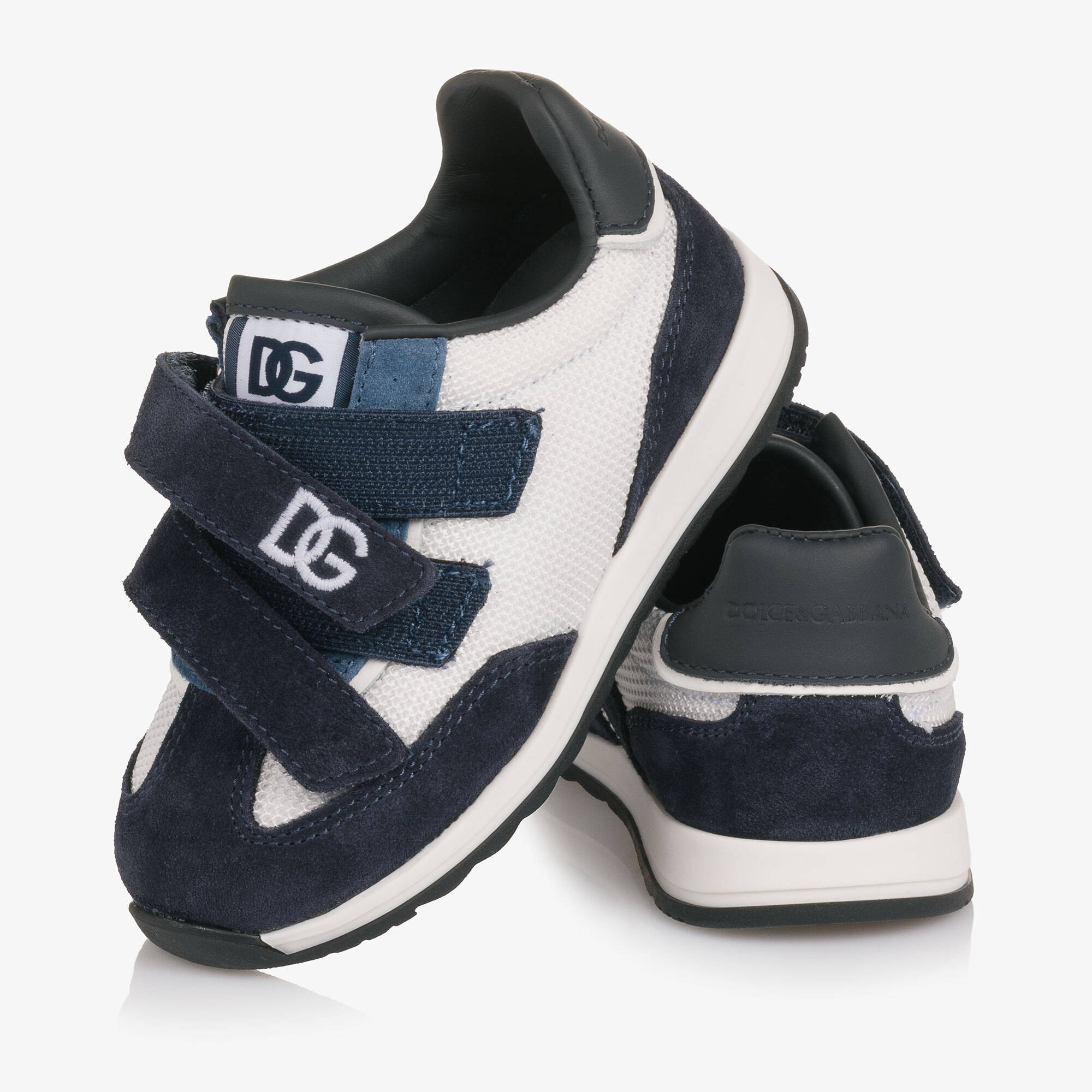 Dolce & Gabbana - Boys Navy Blue Suede & White Textile Trainers ...