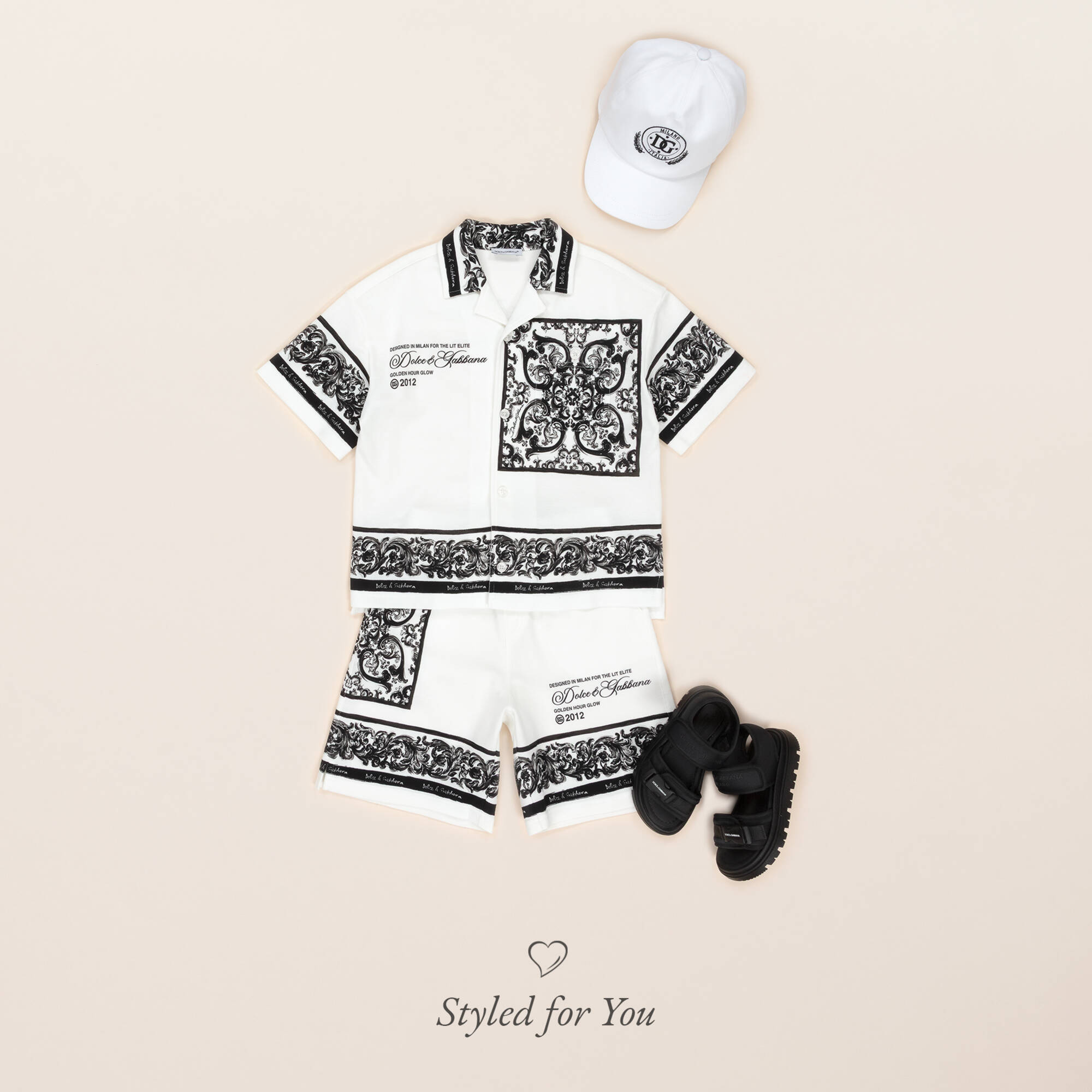 Dolce & Gabbana - Boys White Cotton Twill DG Logo Cap | Childrensalon