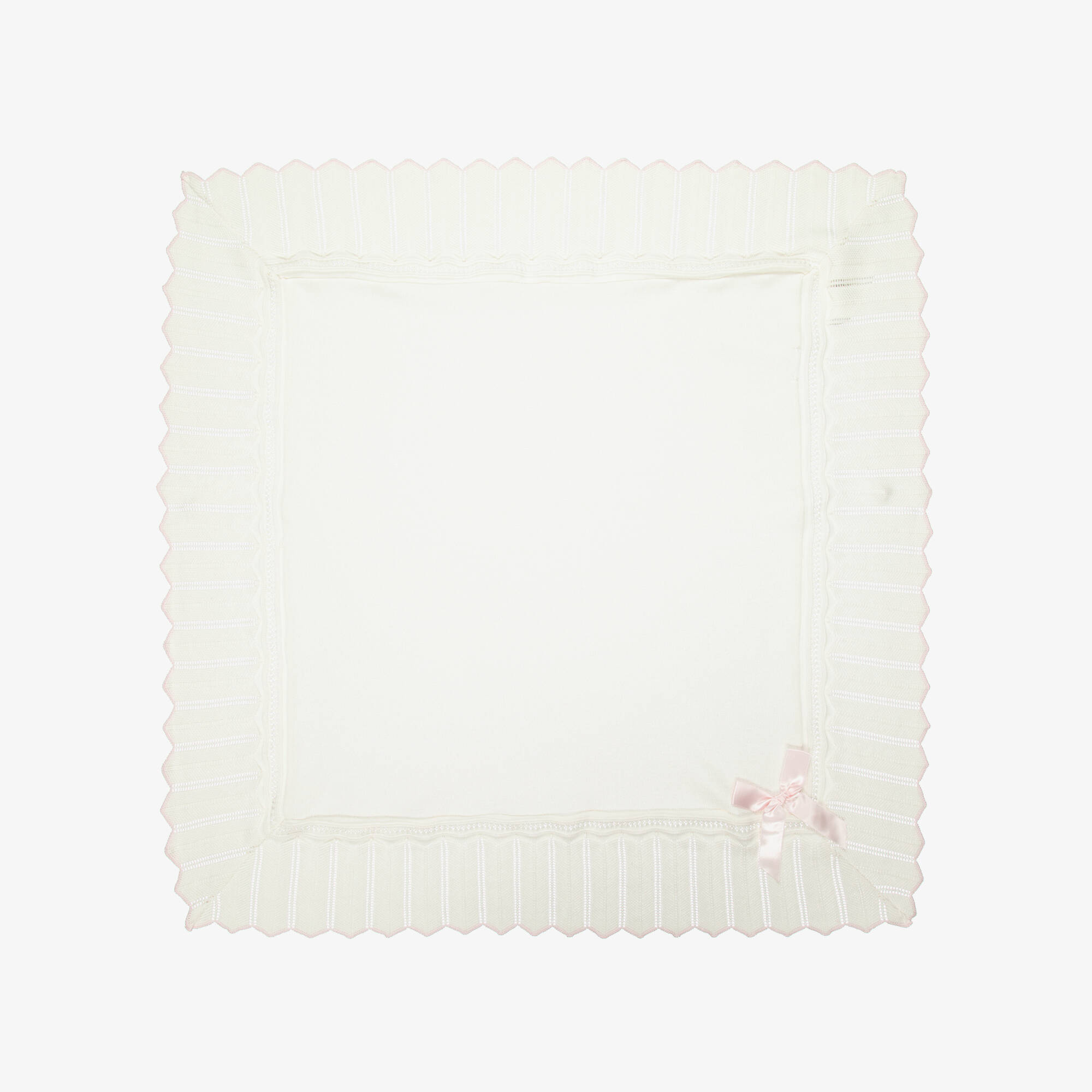 Dr. Kid - Baby Girls Ivory Knitted Cotton Blanket (90cm) | Childrensalon