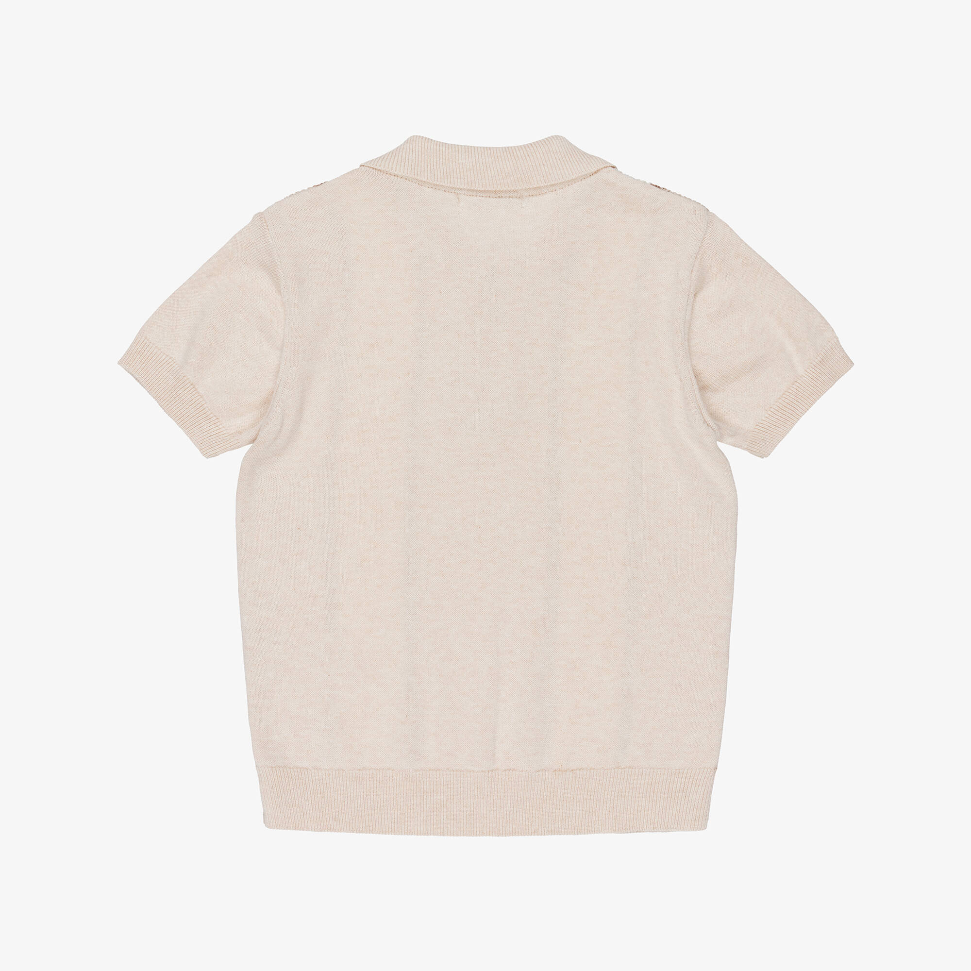 Dr. Kid - Boys Beige & Ivory Cotton Knit Polo Shirt | Childrensalon