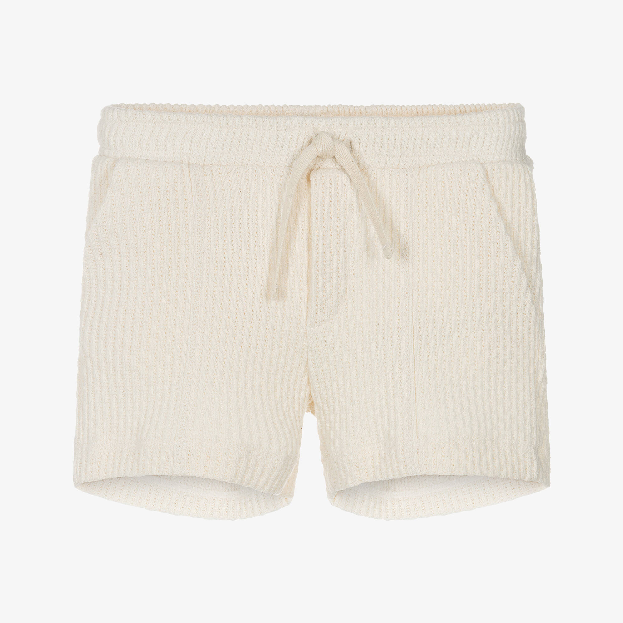 Dr. Kid - Boys Ivory Ribbed Knit Cotton Shorts | Childrensalon