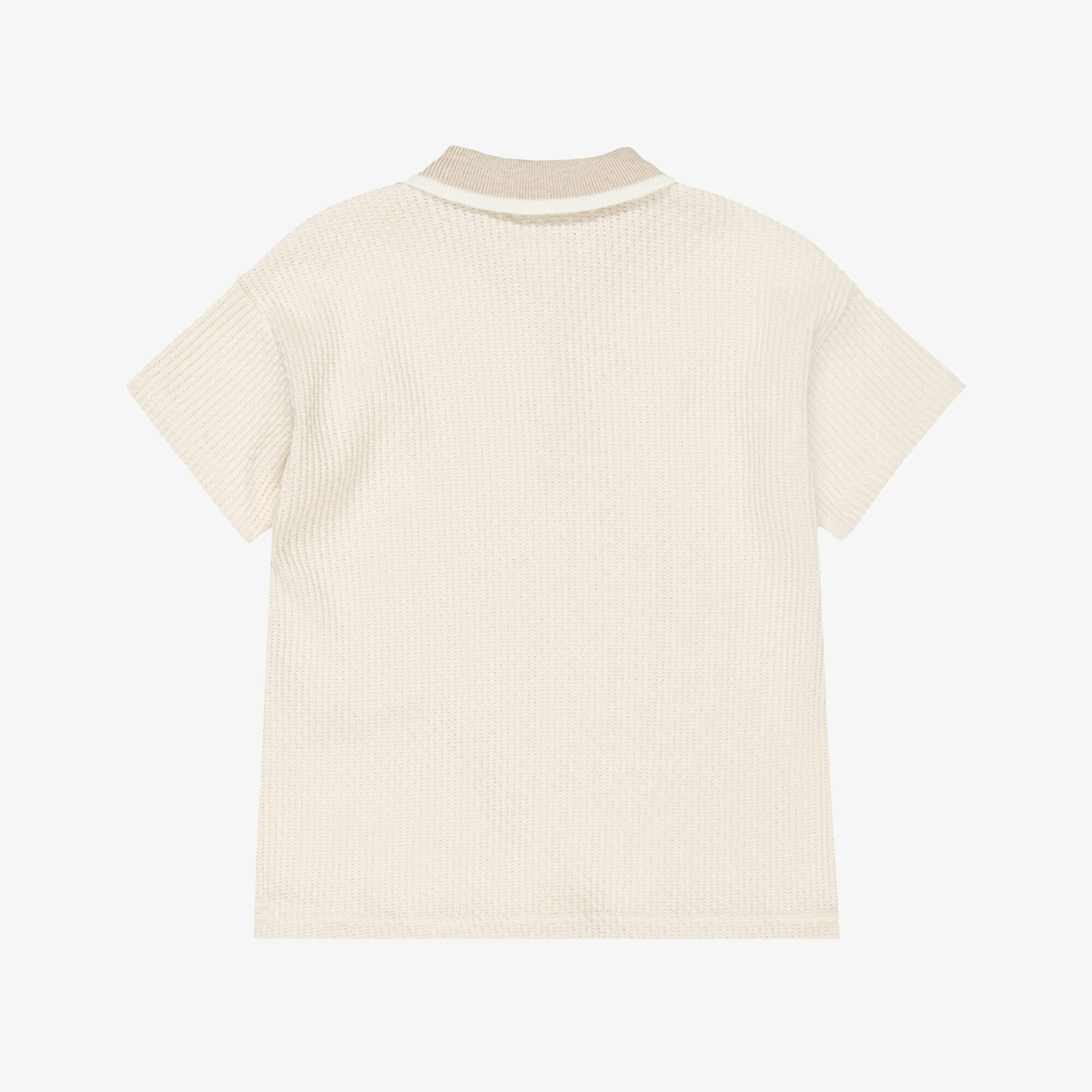 Dr. Kid - Junior Boys Ivory Cotton Textured Knit Polo Shirt | Childrensalon