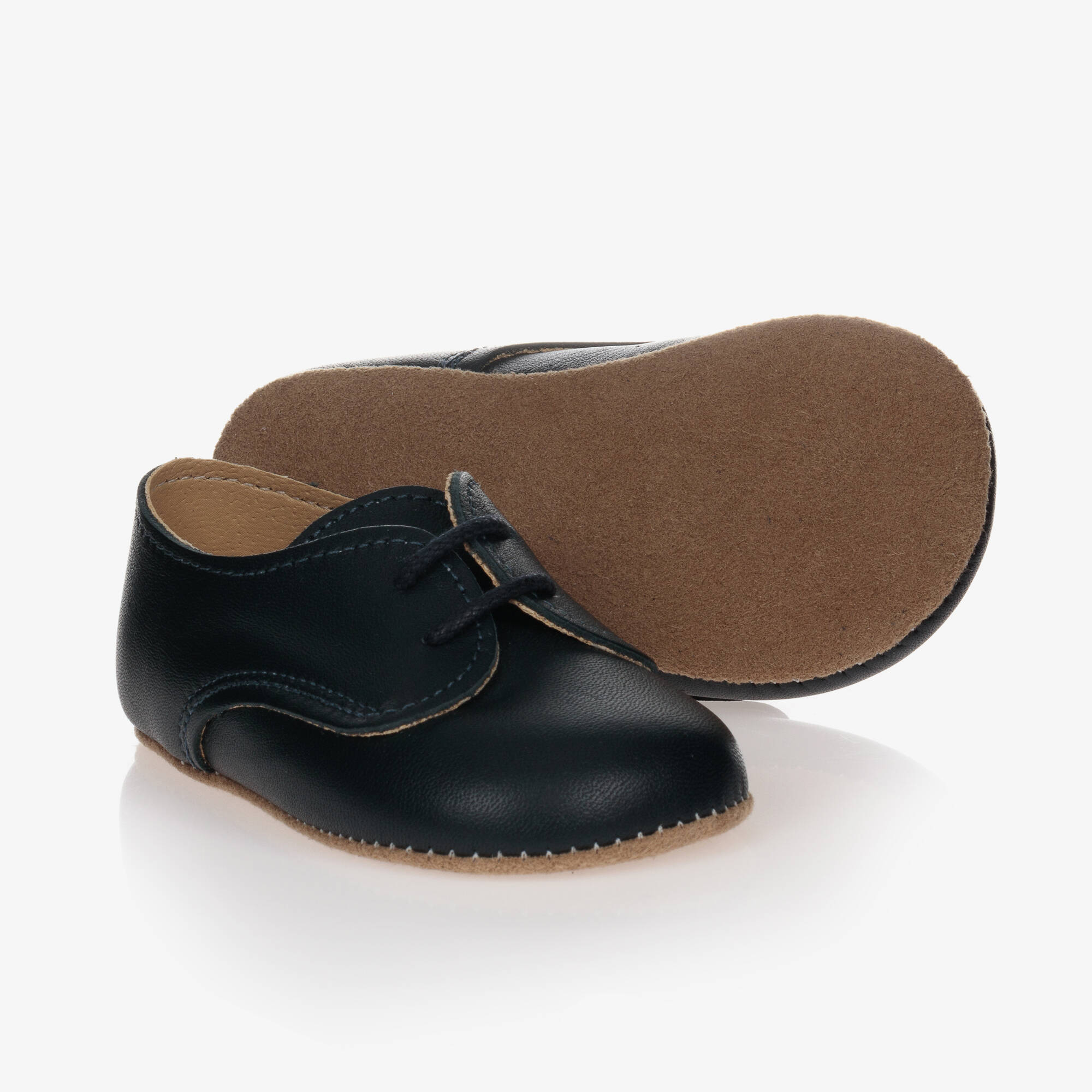 Early Days - Blue Leather Lace-Up Pre-Walker Shoes | Childrensalon