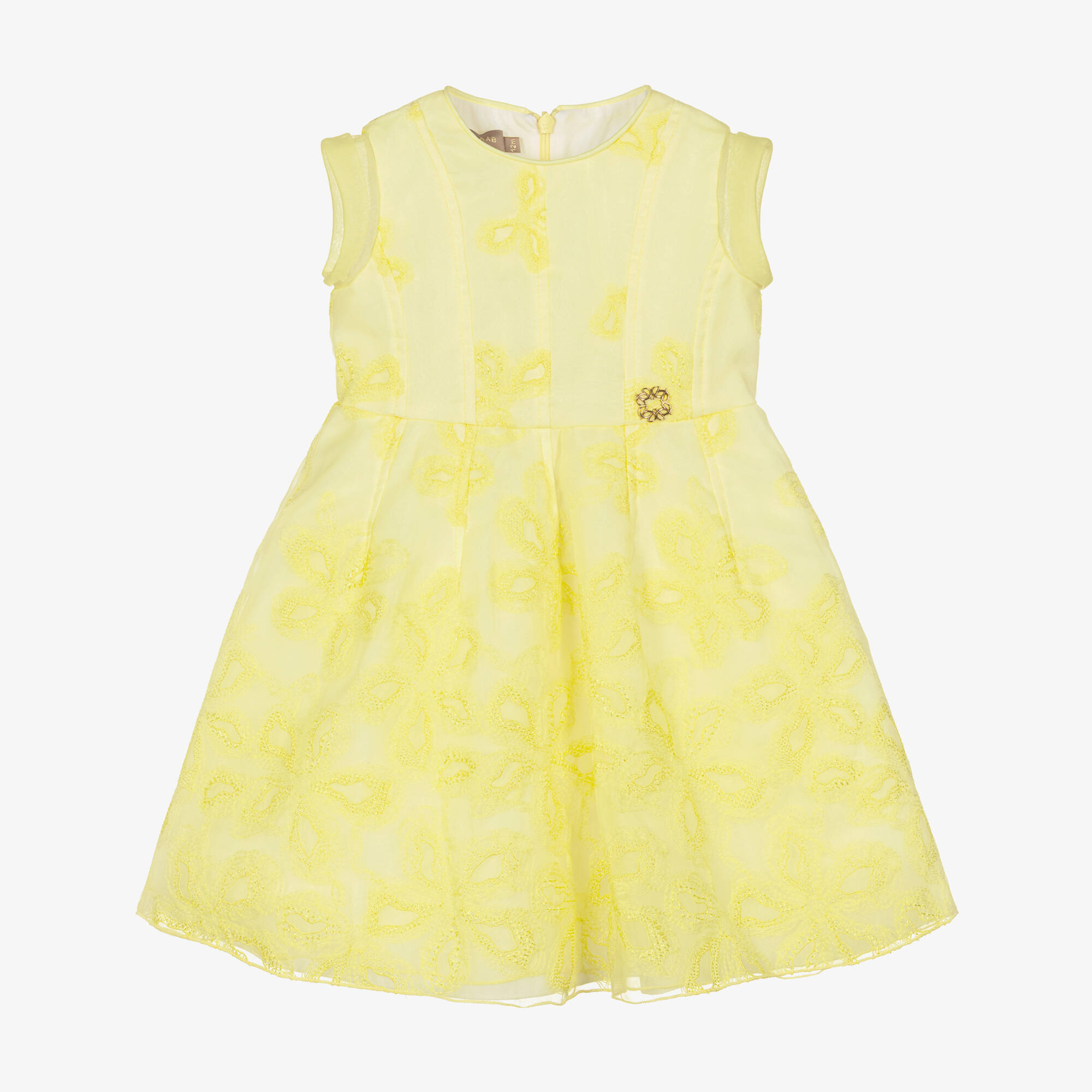 Elie Saab - Girls Yellow Embroidered Organza Dress | Childrensalon