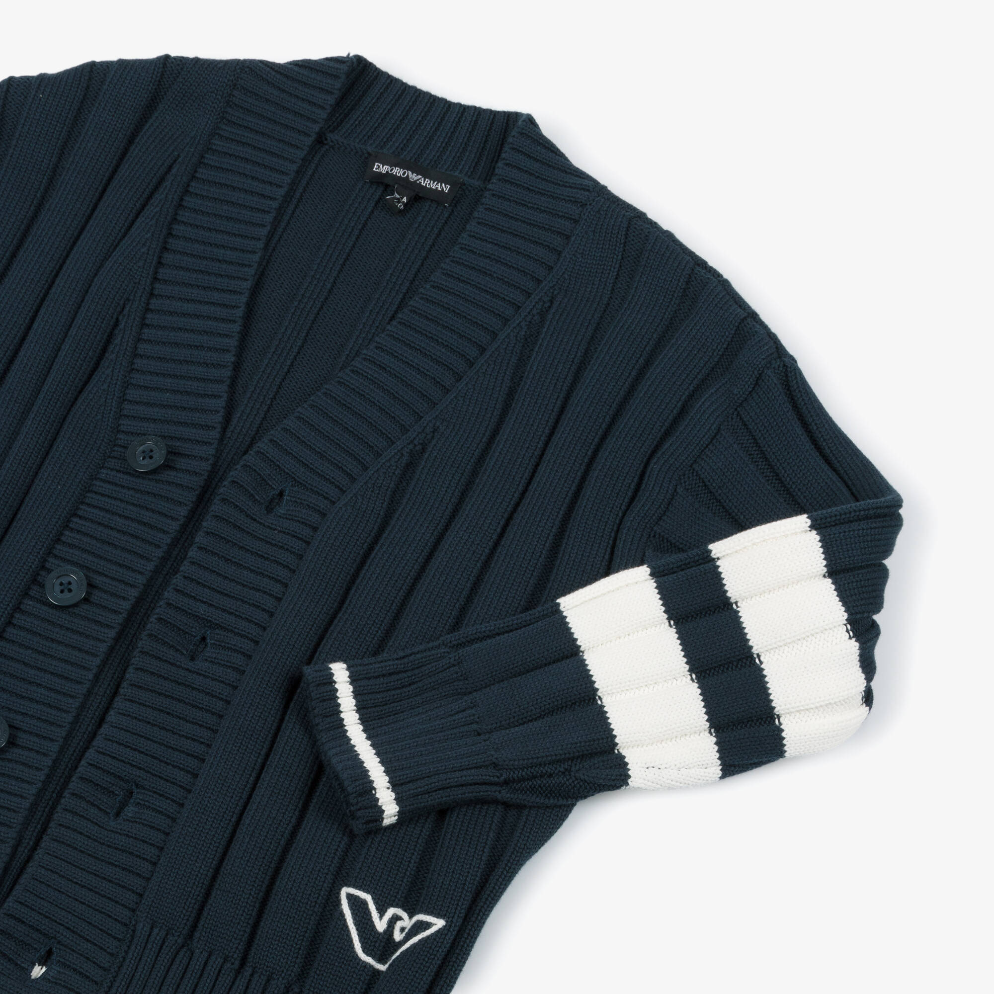 Emporio Armani - Boys Navy Blue Varsity Style Cotton Knit Cardigan ...